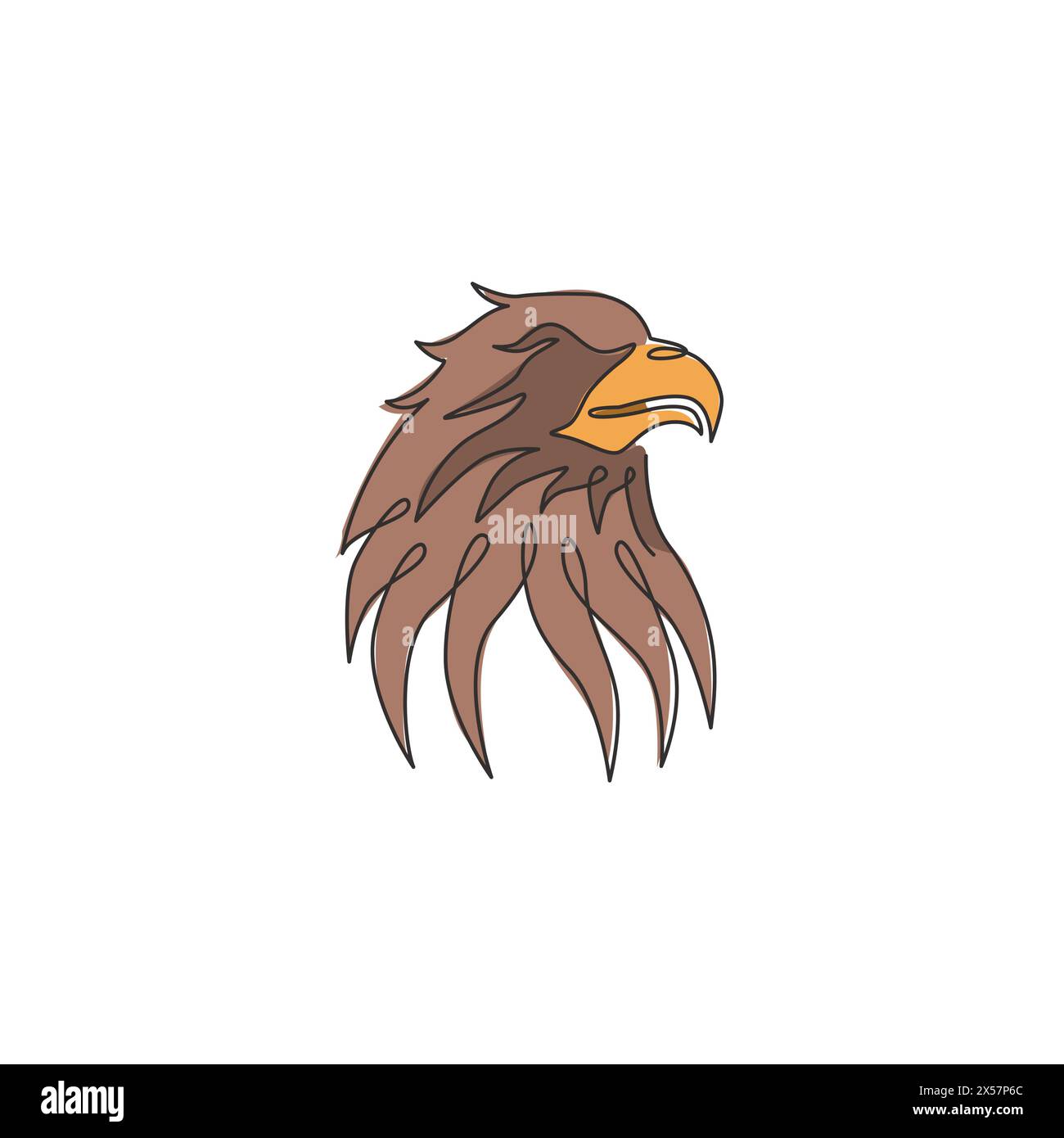 One continuous line drawing of strong eagle head for delivery service ...