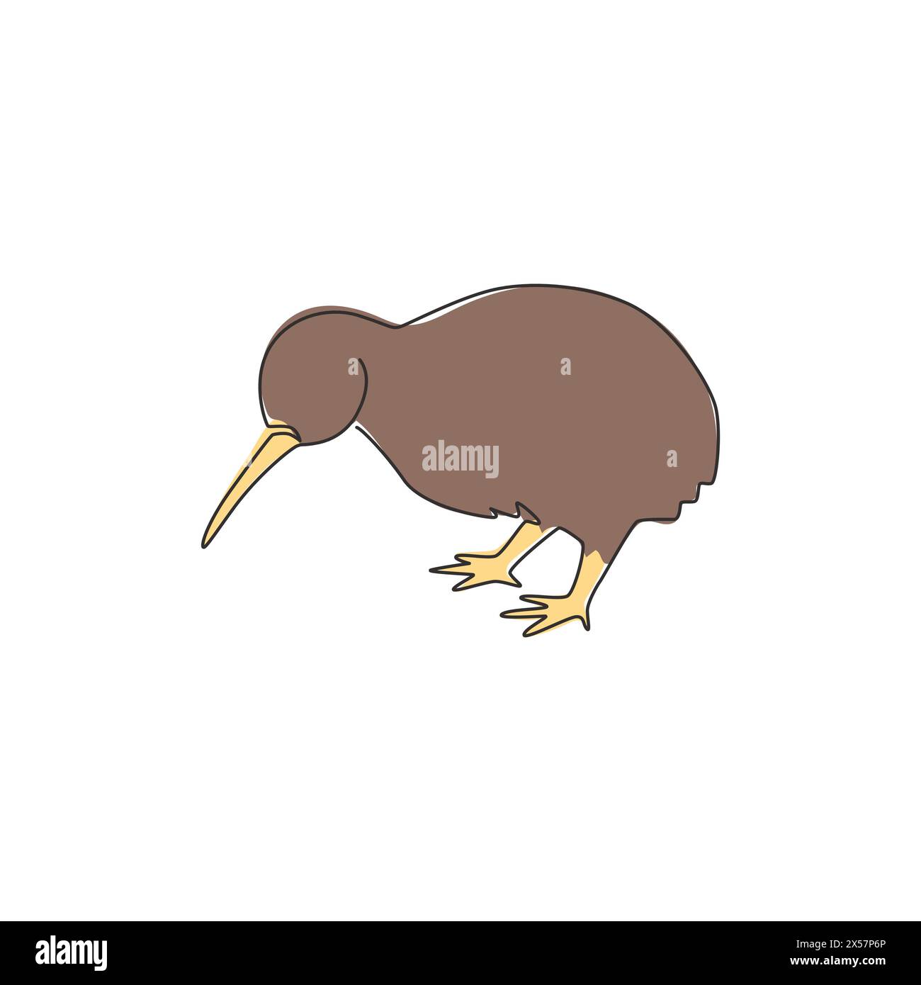 One single line drawing of cute kiwi animal for company business logo identity. Kiwi bird mascot ...