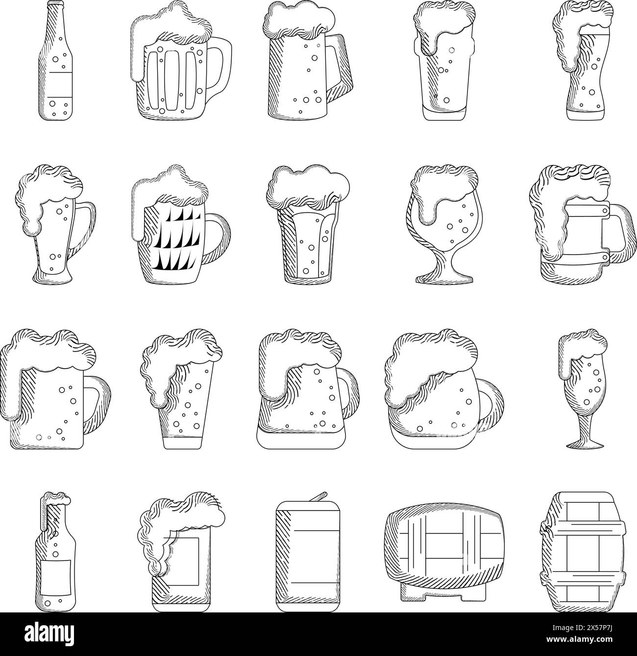 Vintage beers sketches Icon set Vector Stock Vector Image & Art - Alamy