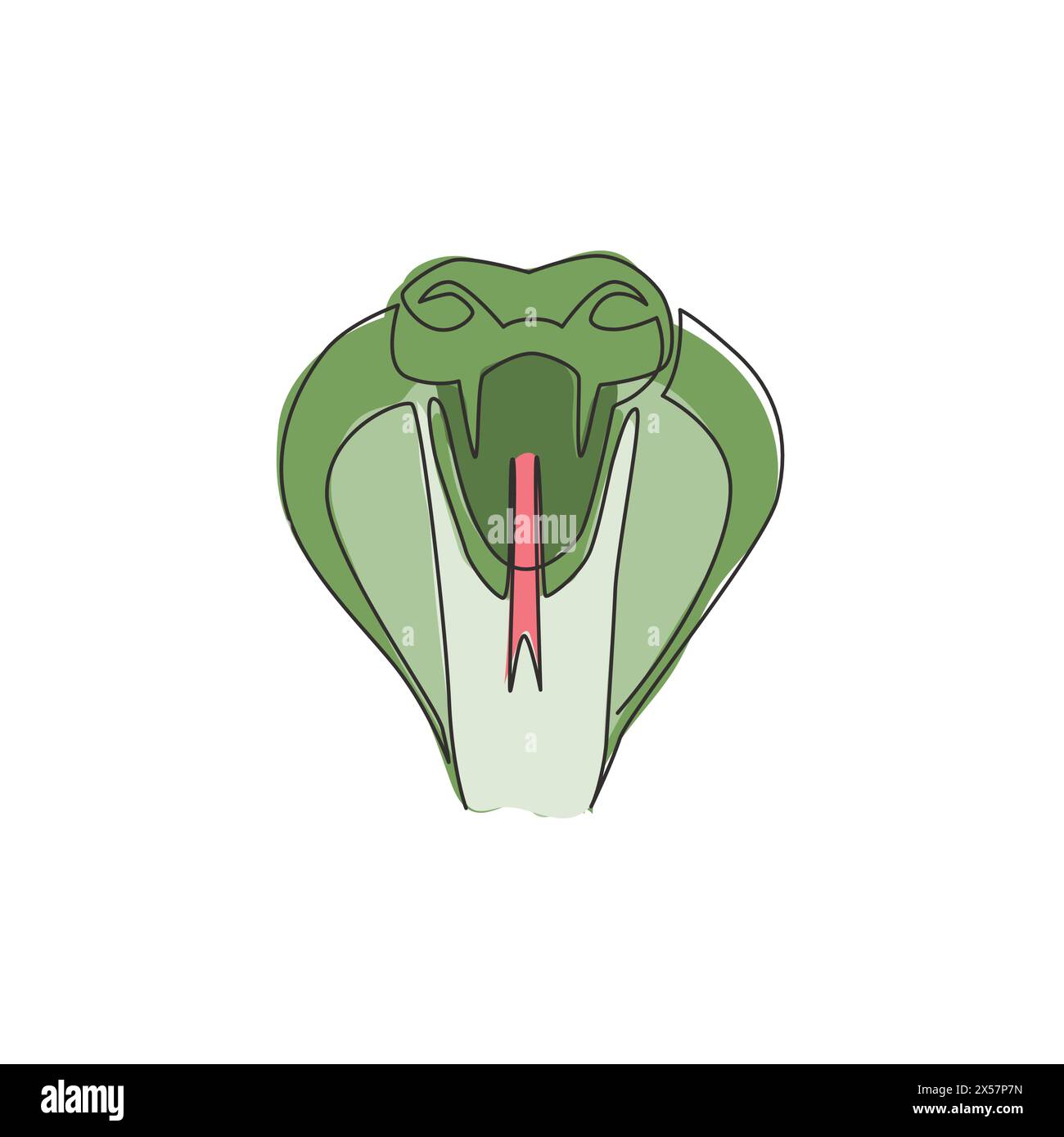 Single continuous line drawing of venomous snake for business logo ...