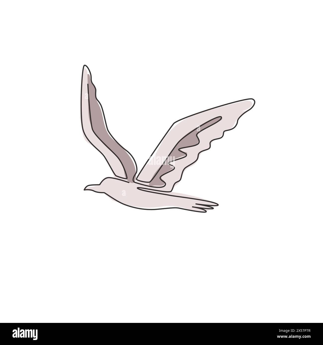 Single continuous line drawing of cute albatross for business logo ...