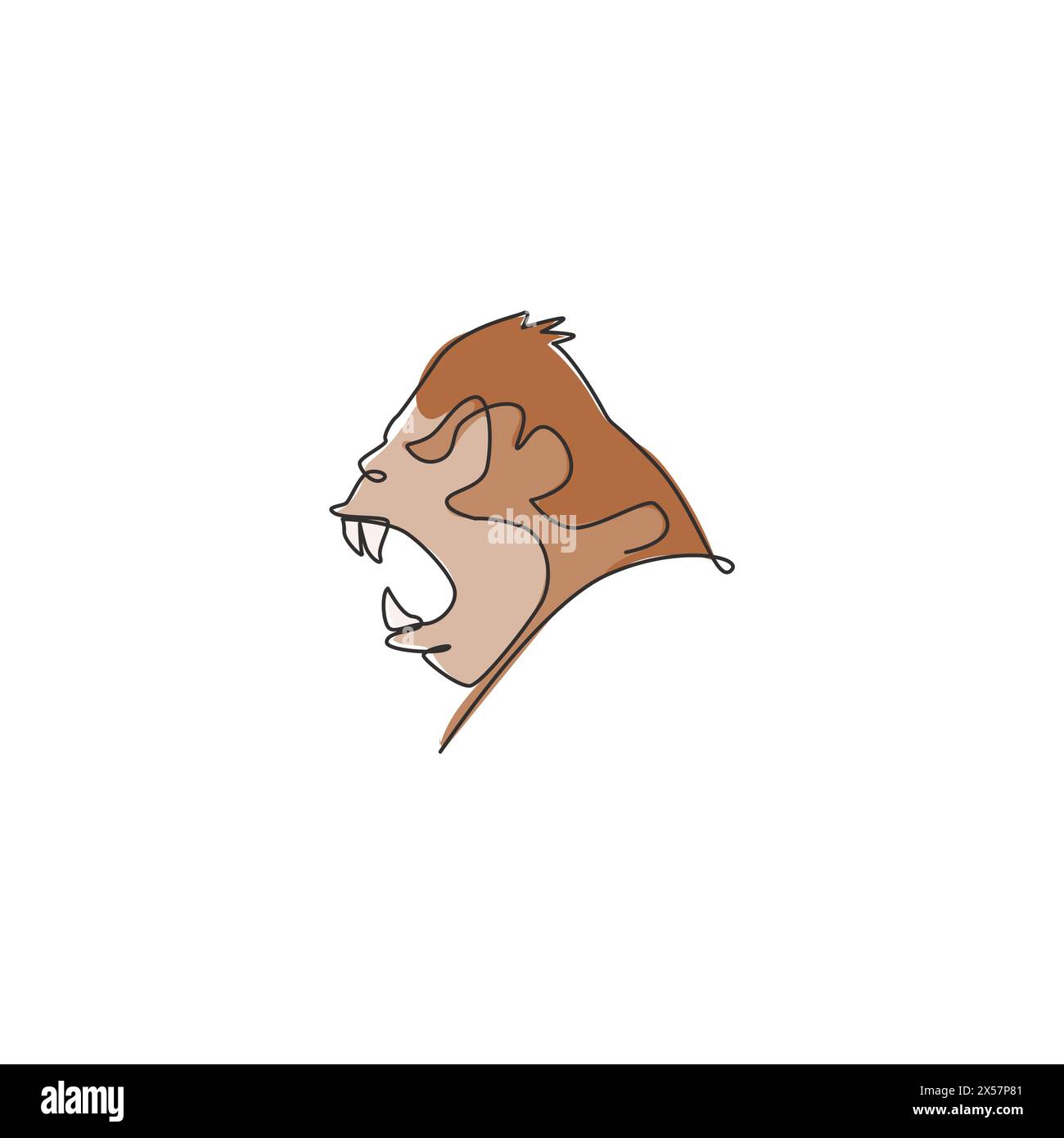 One continuous line drawing of gorilla head for national park logo ...