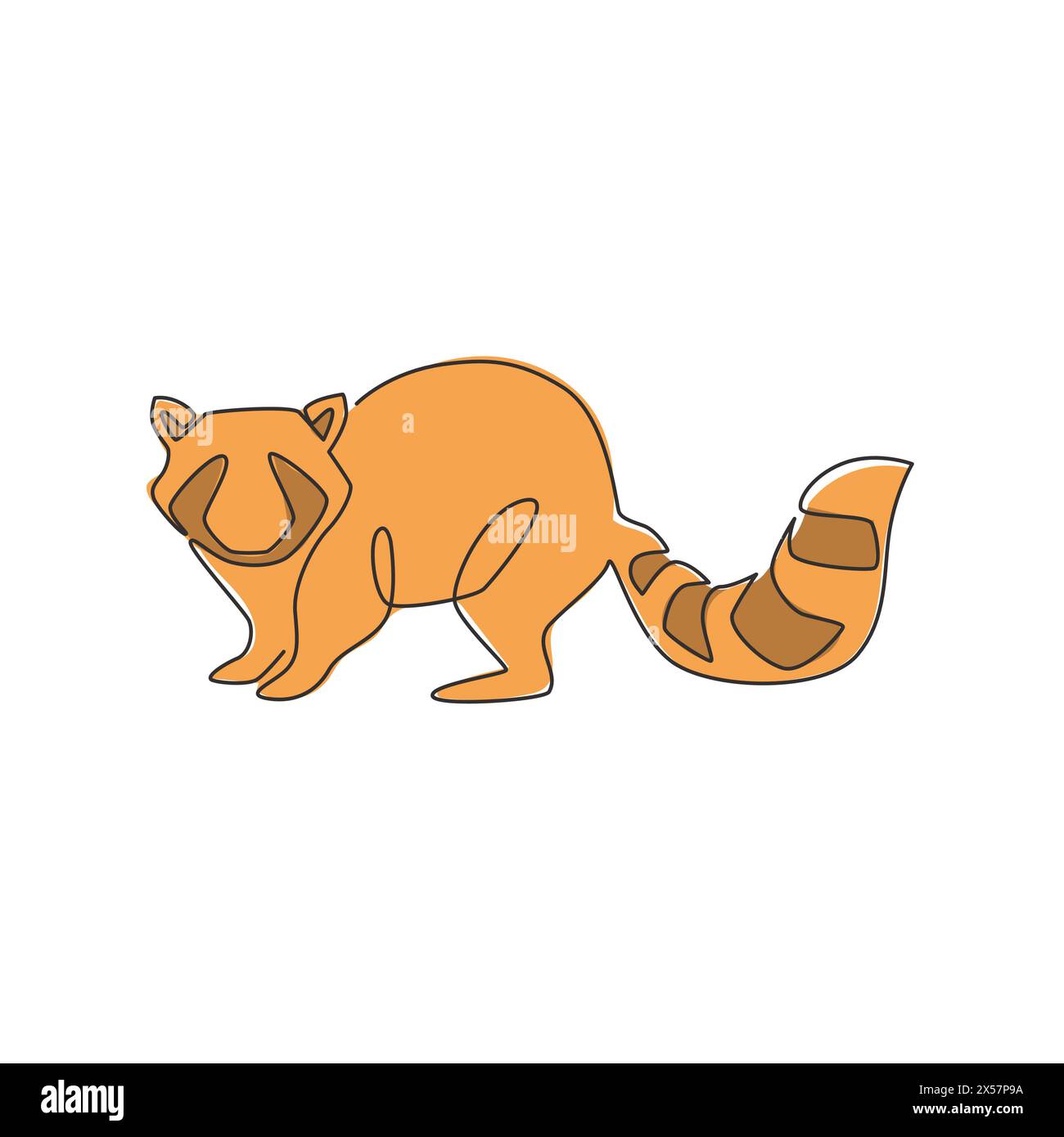 One single line drawing of lovely funny raccoon for logo identity. Cute ...
