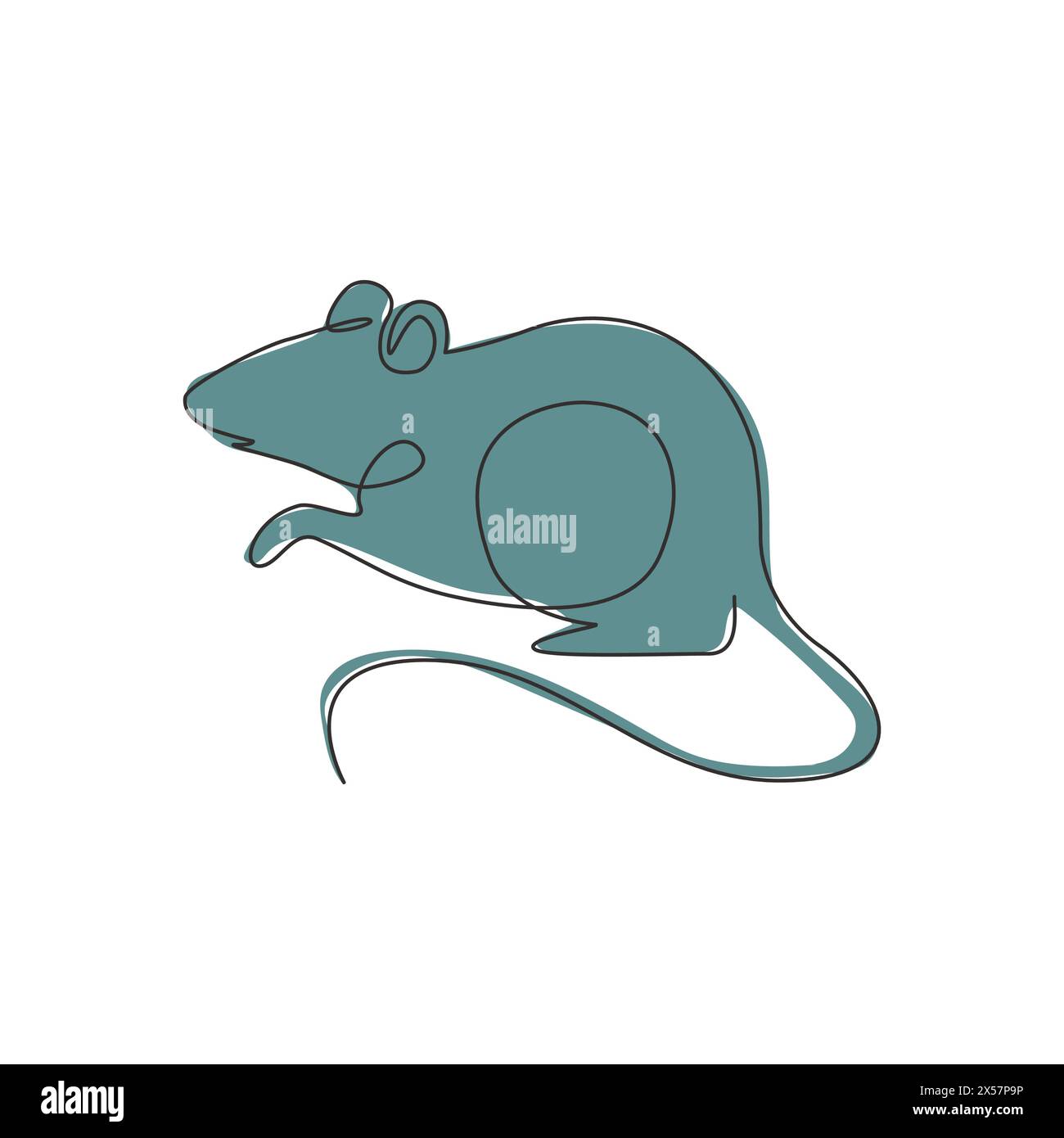 Single continuous line drawing of little cute mouse for logo identity ...