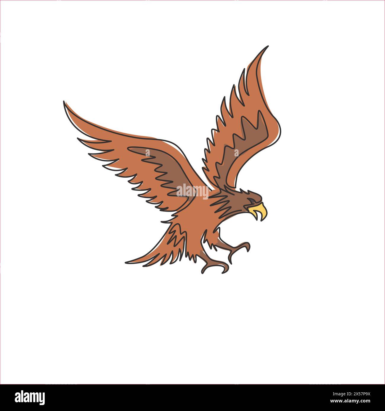 One continuous line drawing of strong eagle for delivery service logo ...