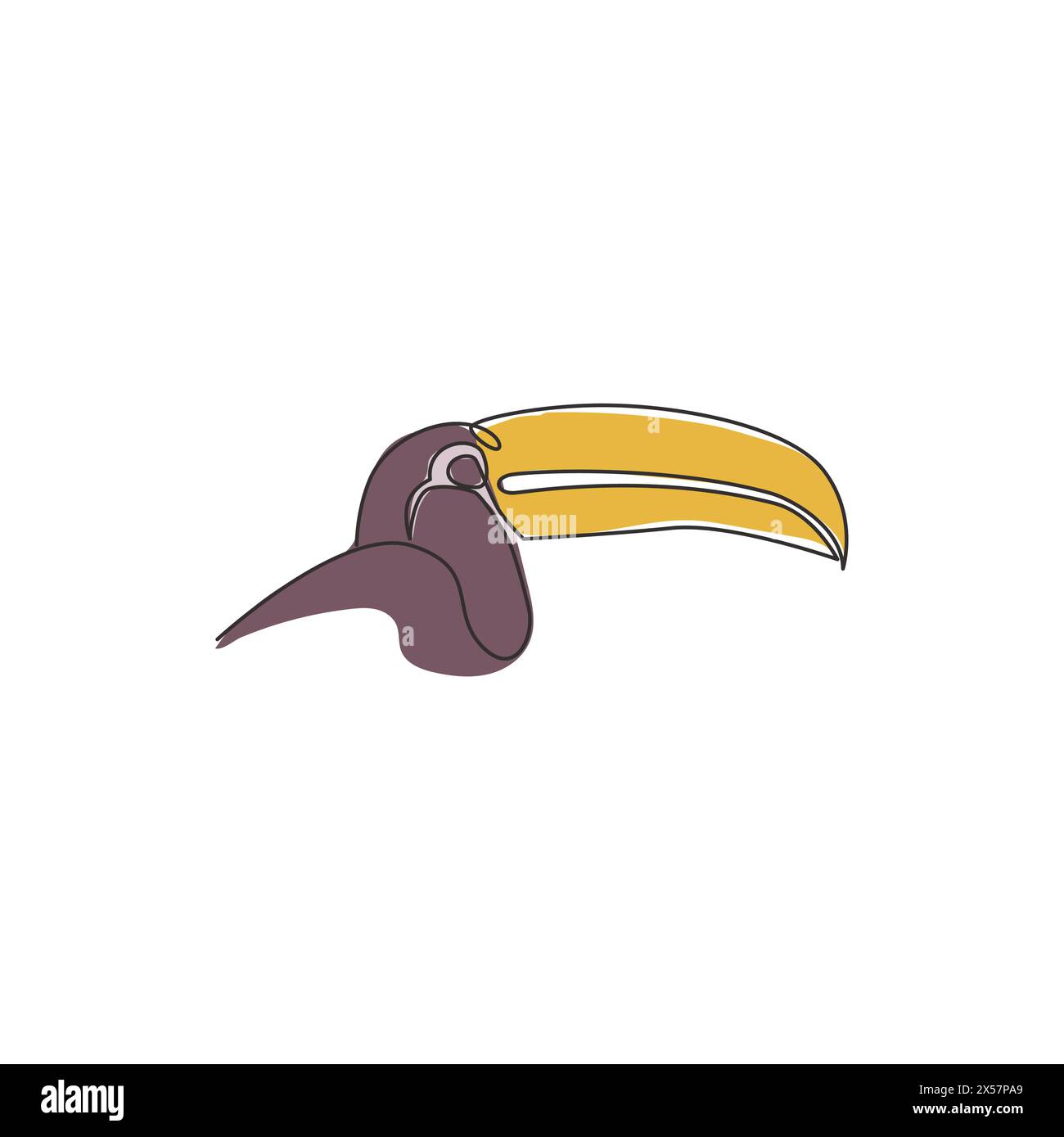 Single continuous line drawing of adorable toucan bird head with big ...