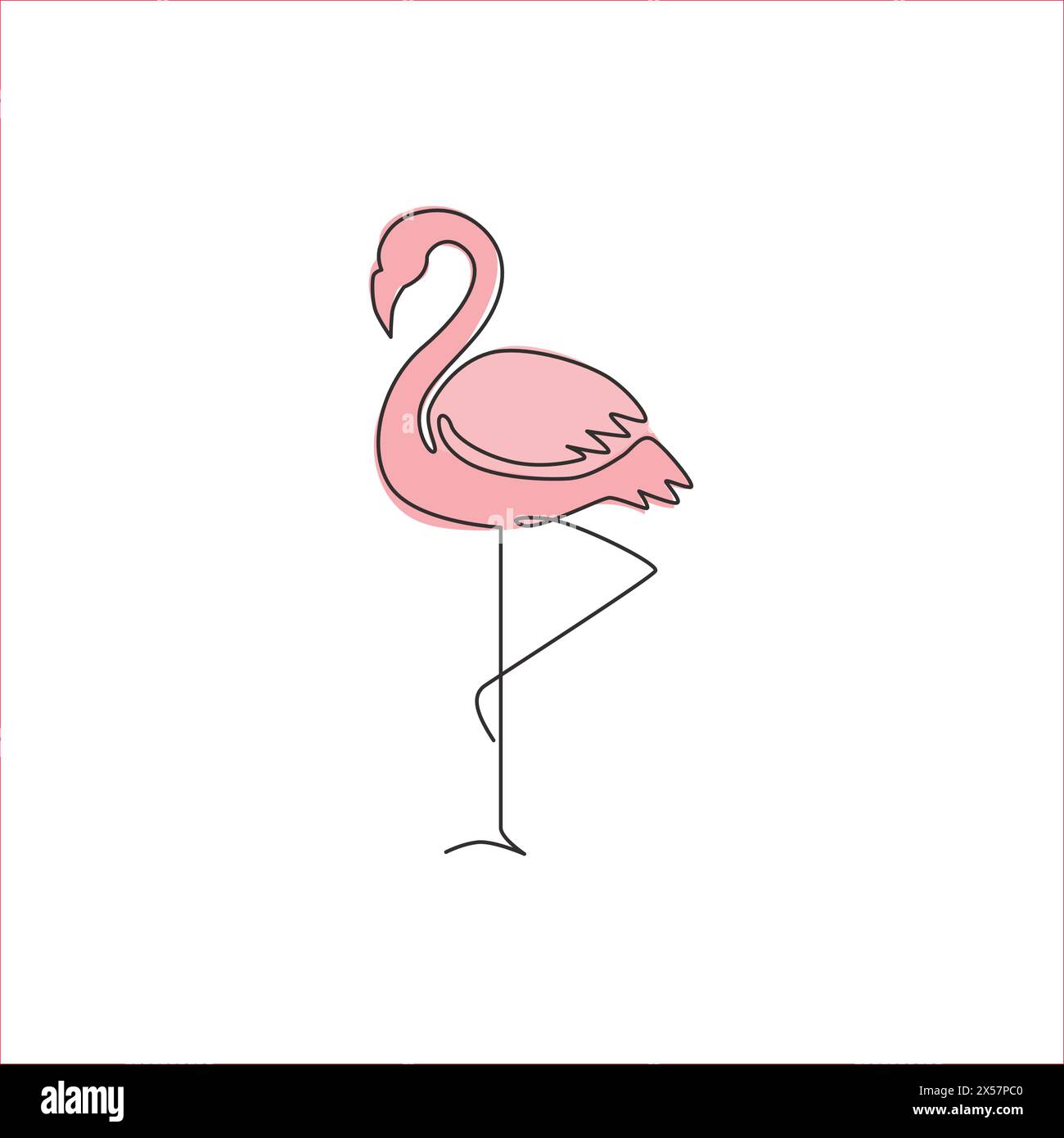 One single line drawing of beauty exotic flamingo for company business ...