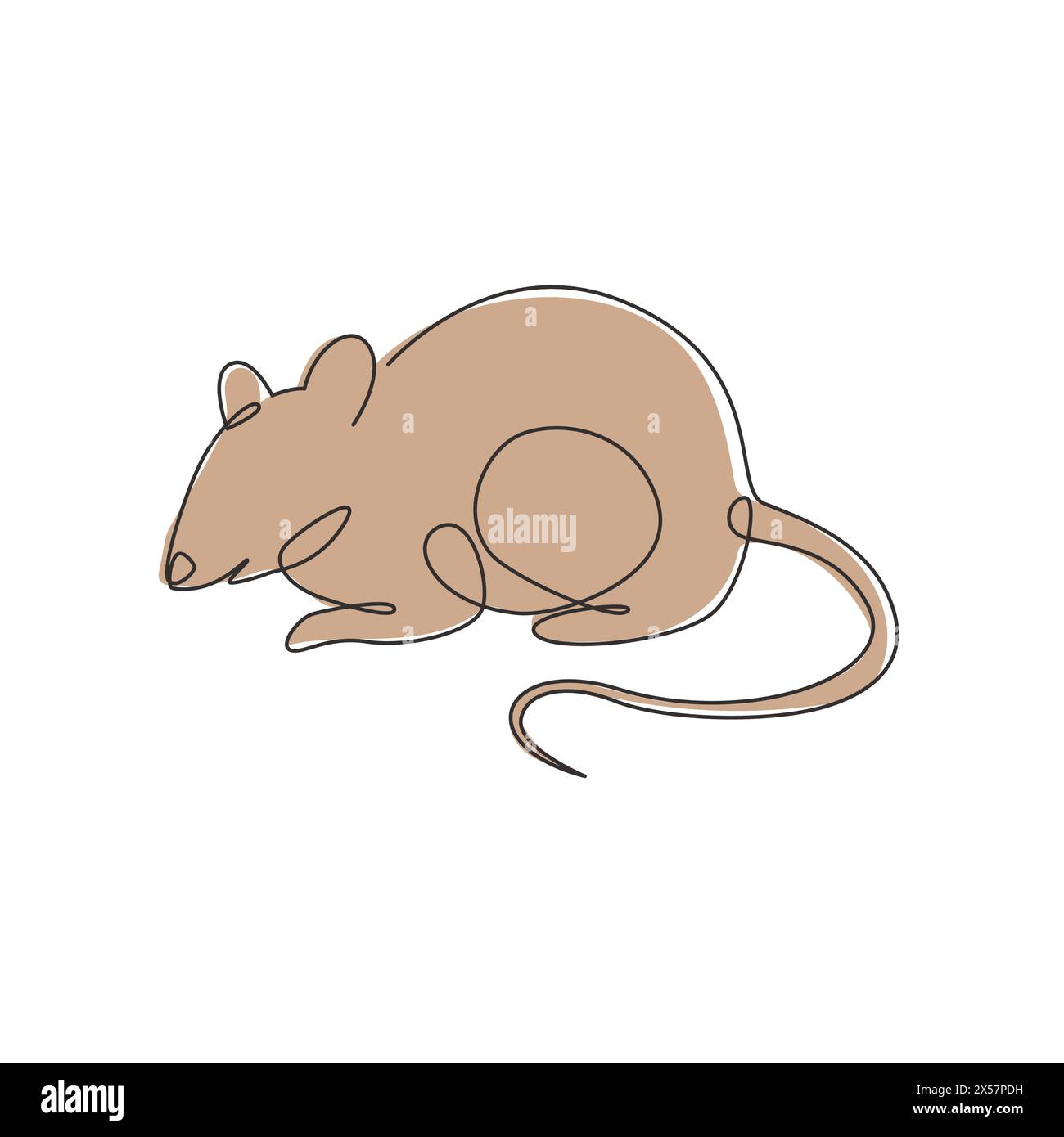 One continuous line drawing of cute adorable mouse for logo identity. Funny mice rodent animal ...