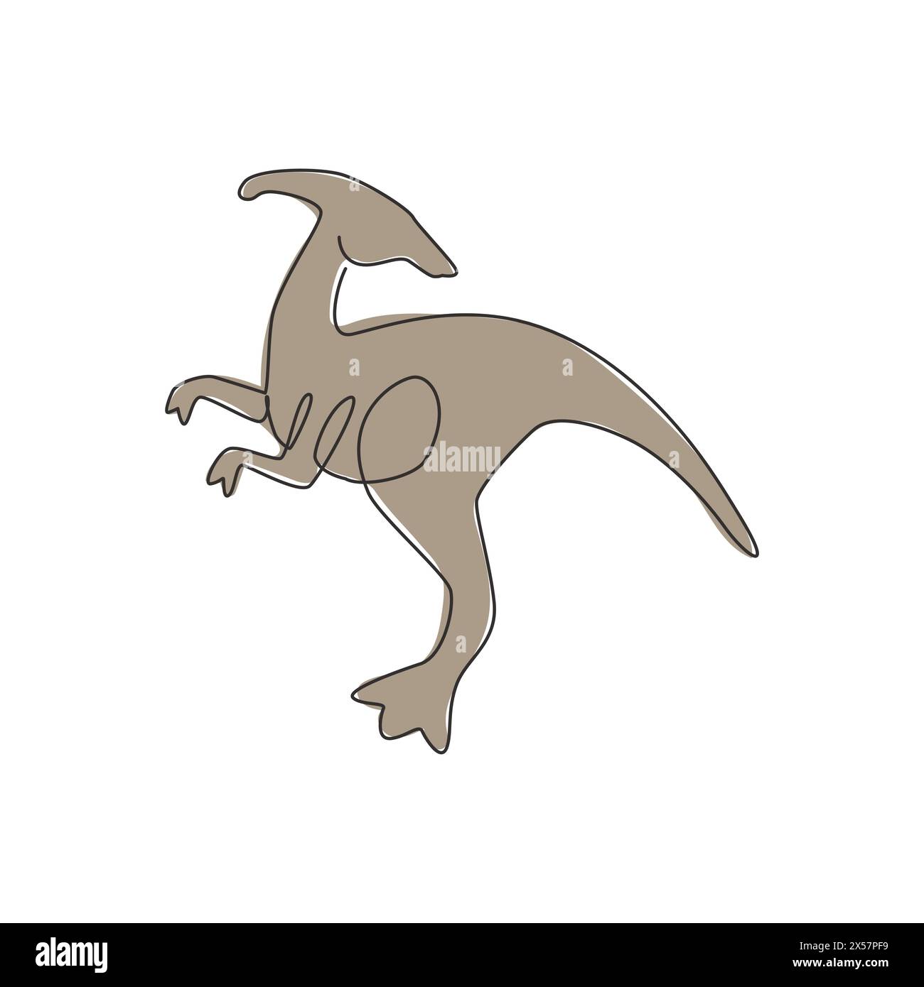 One single line drawing of agile and fast parasaurolophus for logo ...