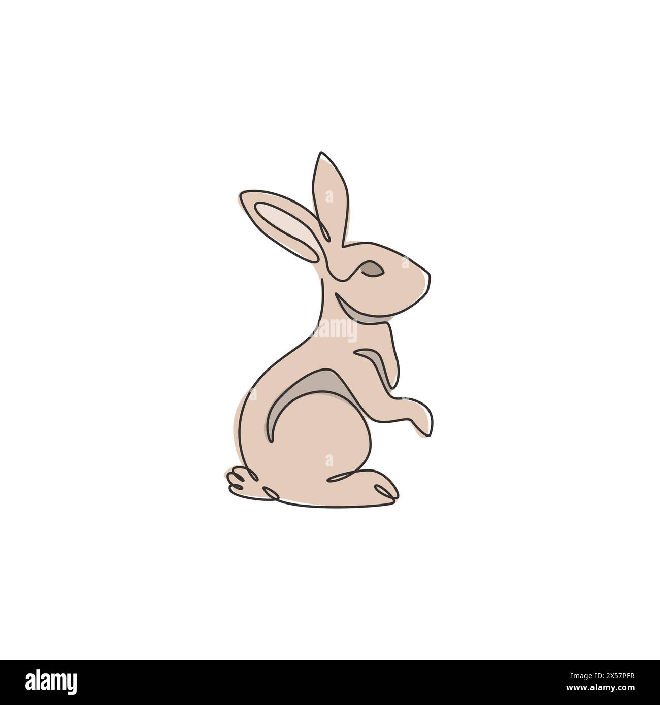 One continuous line drawing of adorable standing rabbit for animal ...