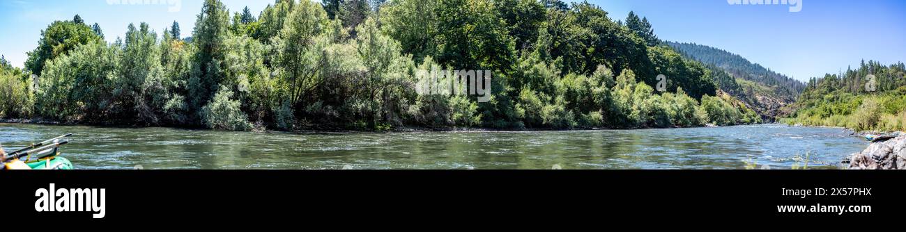 Panoramic Wild and scenic Rogue River in Southern Oregon with a distant ...