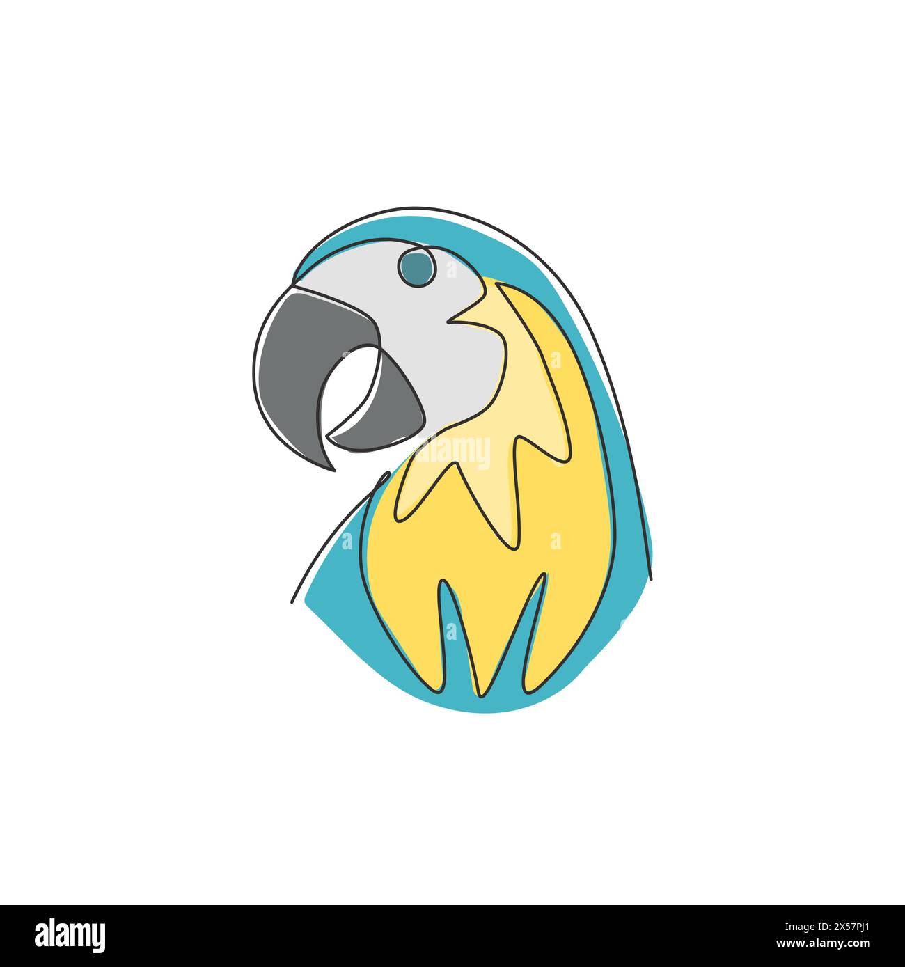 Single continuous line drawing of smart funny parrot bird head for ...