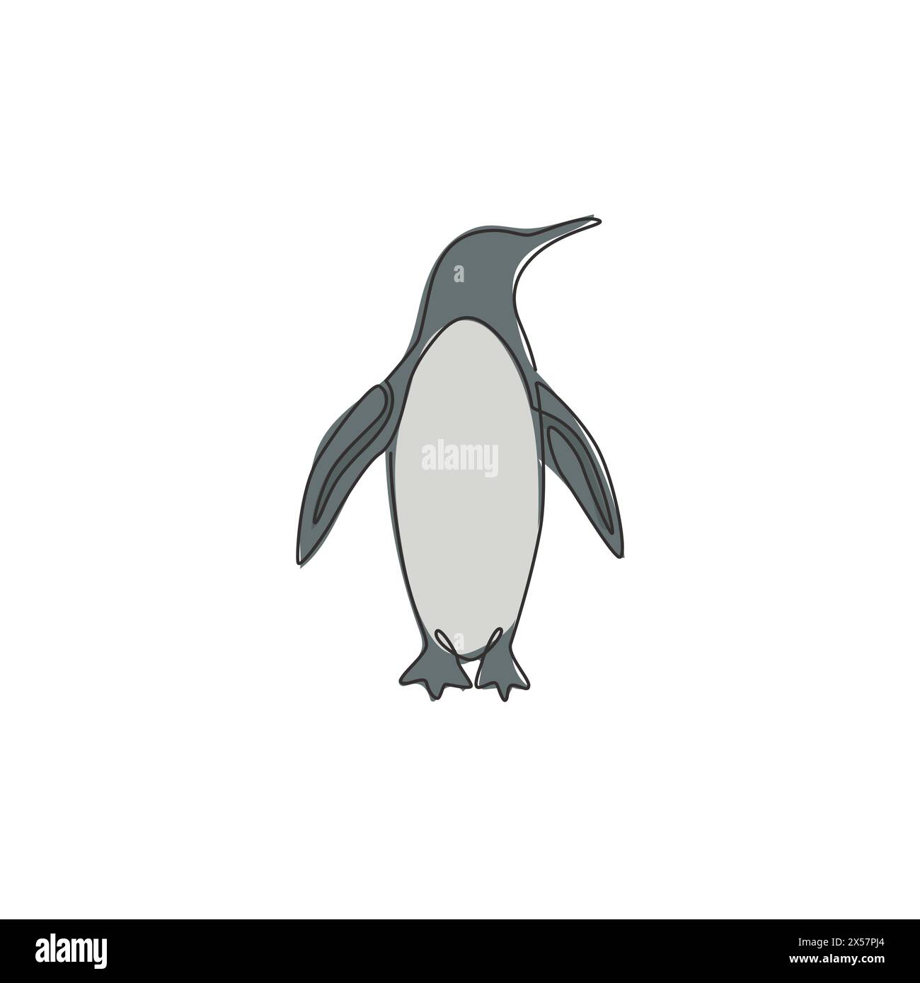 Single continuous line drawing of adorable penguin for company business ...