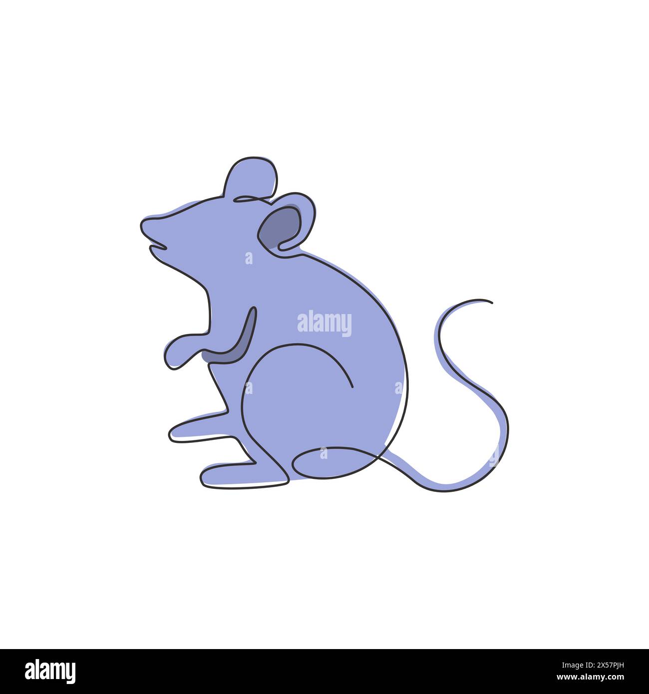 One continuous line drawing of cute standing mouse for logo identity ...