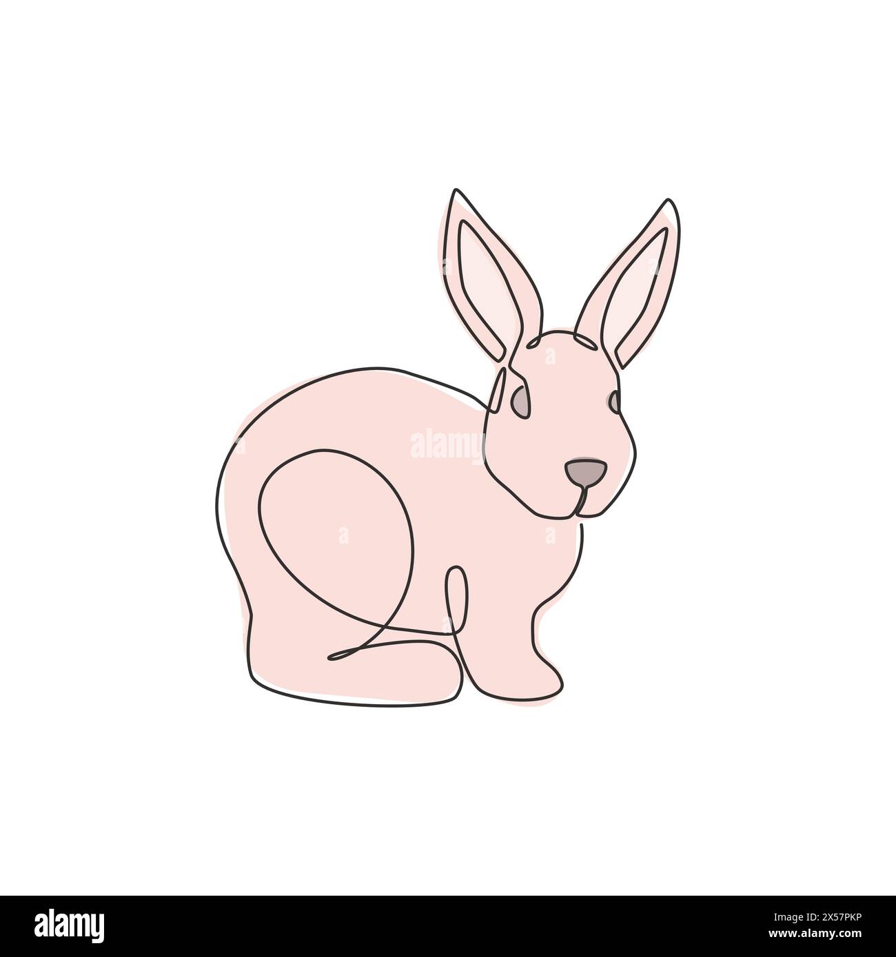 Single continuous line drawing of funny rabbit for pet shop logo ...