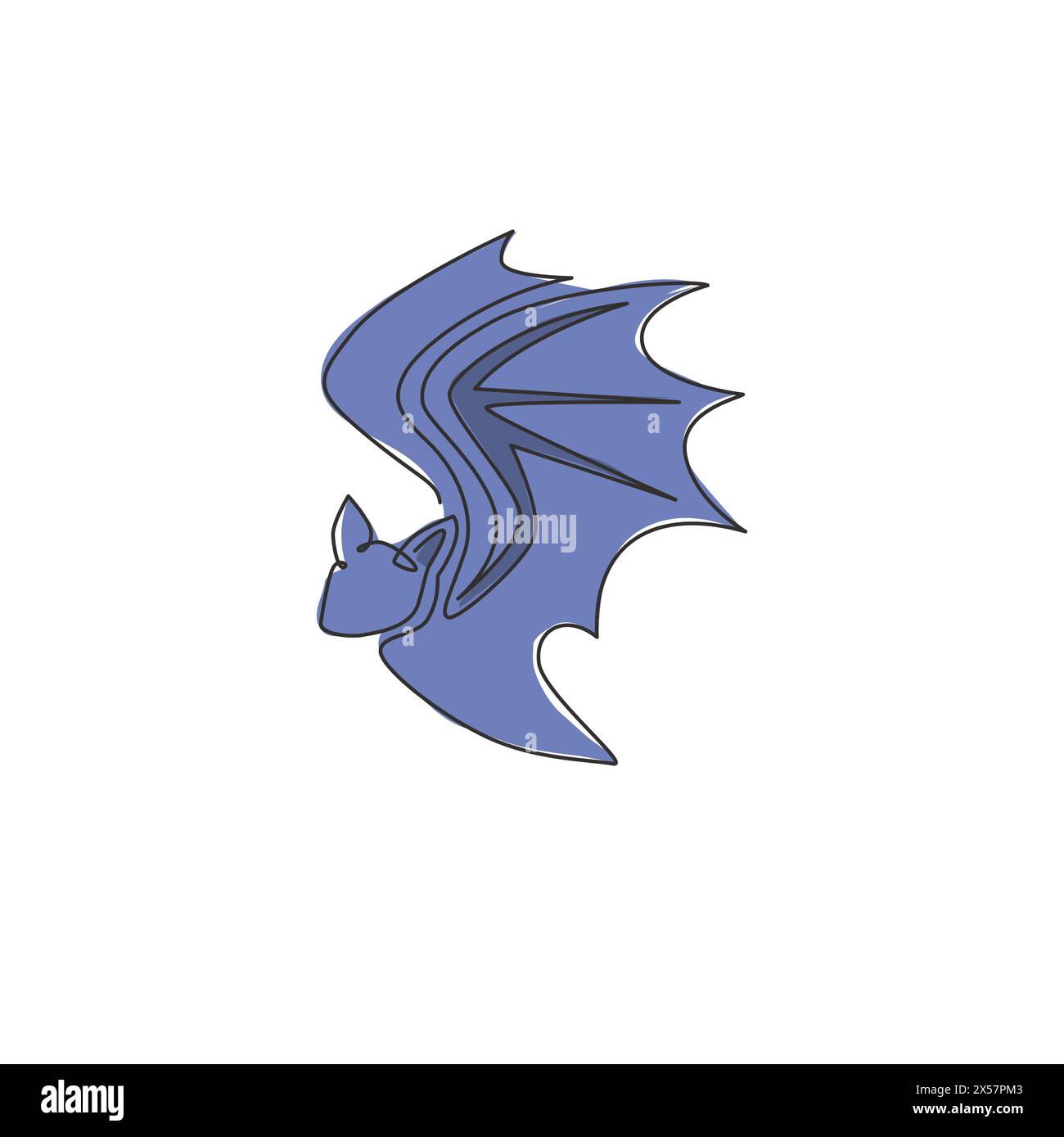 One single line drawing of wild bat for company business logo identity ...