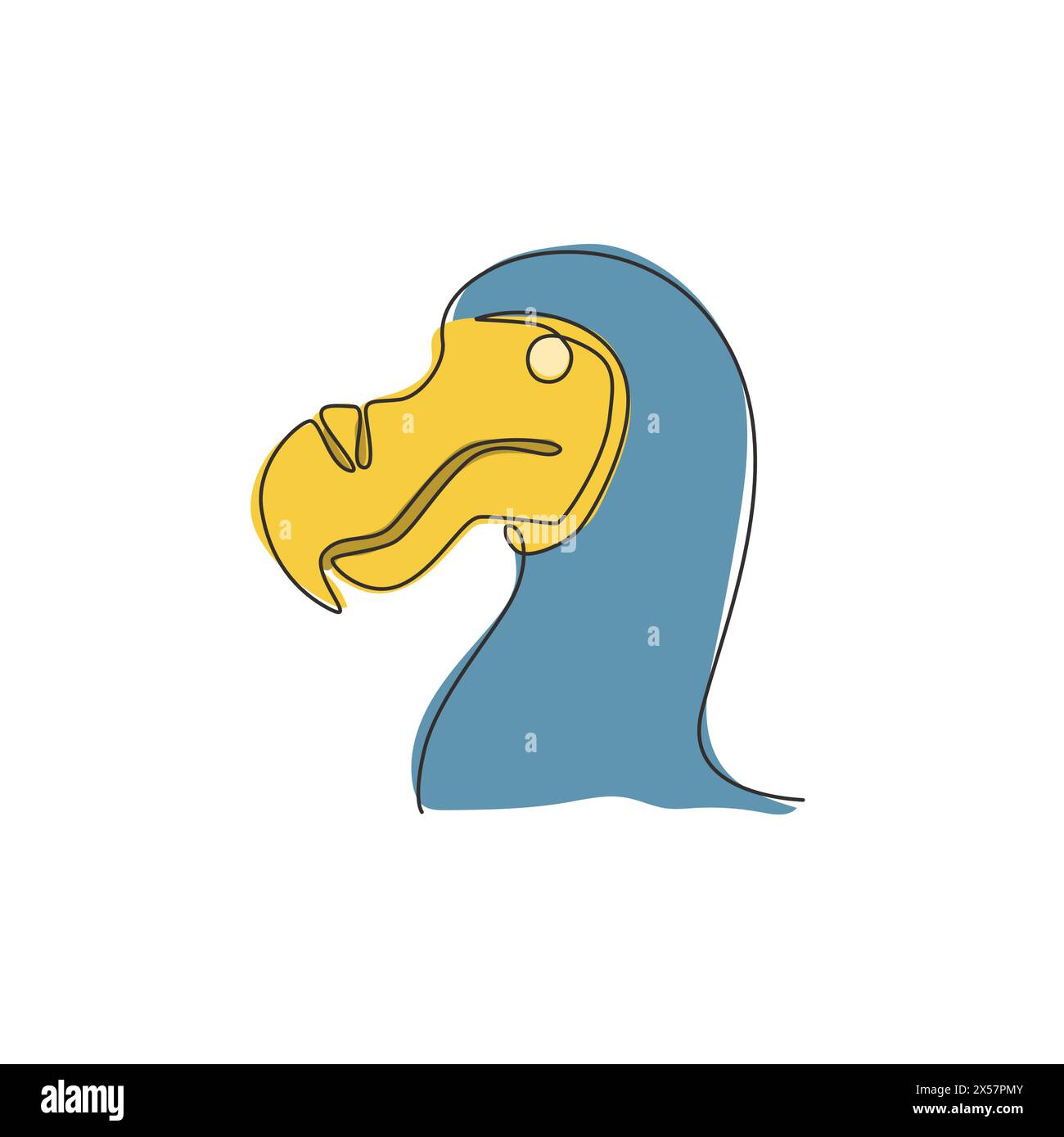 One single line drawing of adorable fun dodo bird head for logo ...