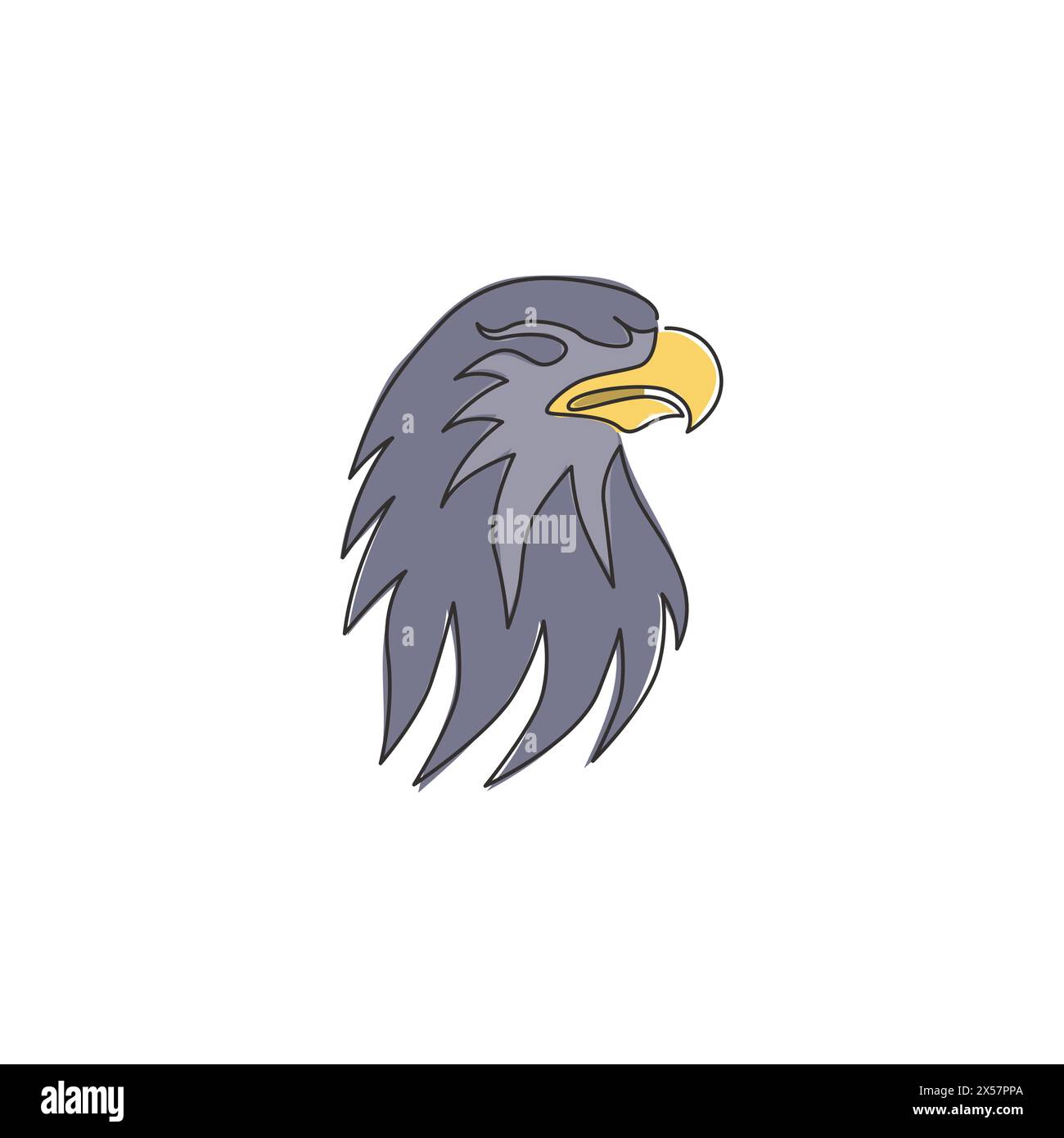 One single line drawing of strong eagle head bird for company business ...