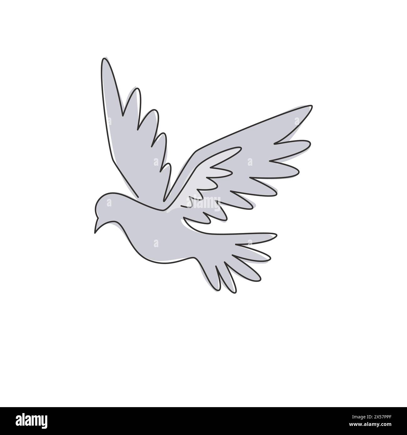 One single line drawing of cute elegant fly dove bird for logo identity ...