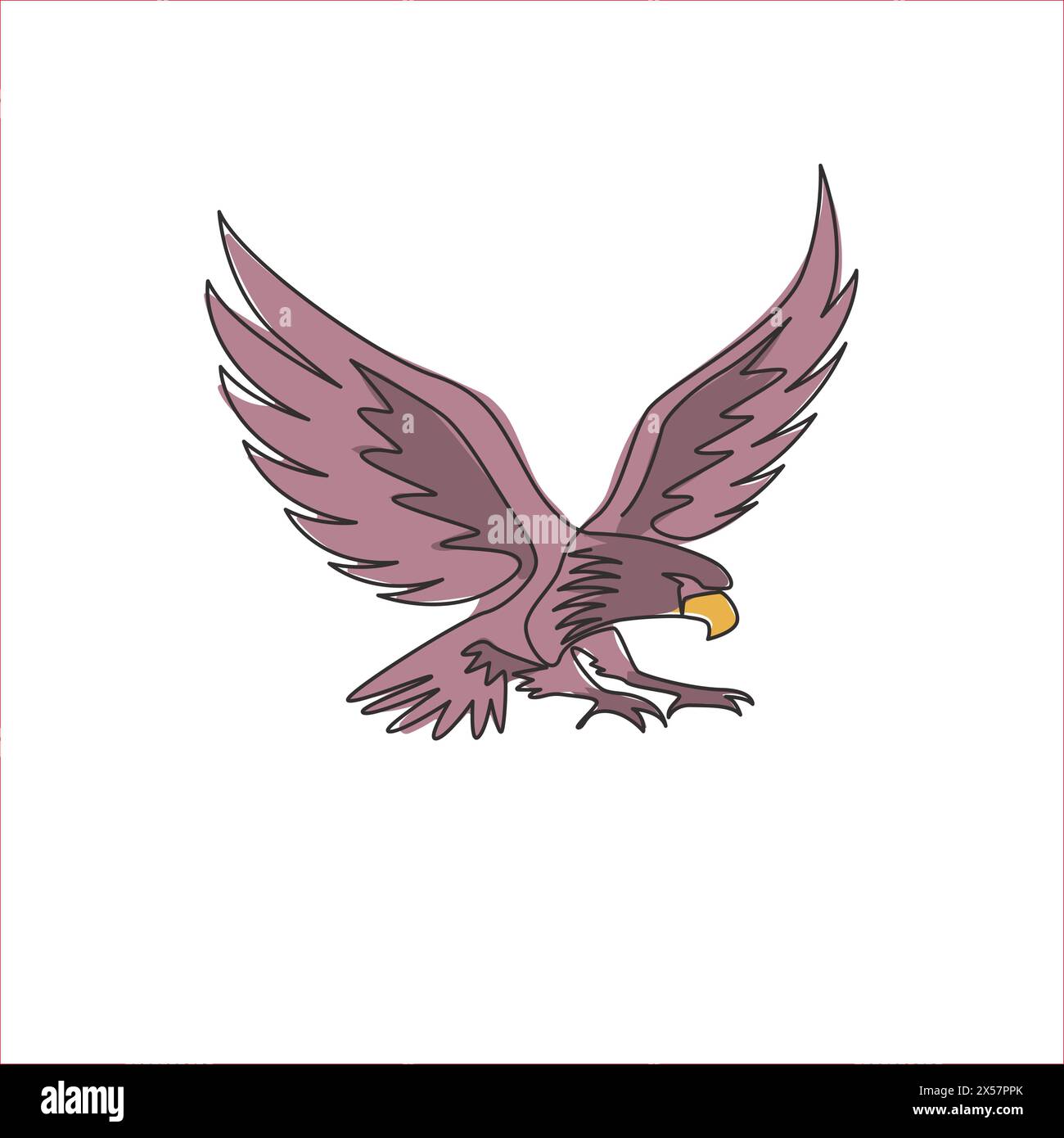 One single line drawing of strong eagle bird for company business logo ...