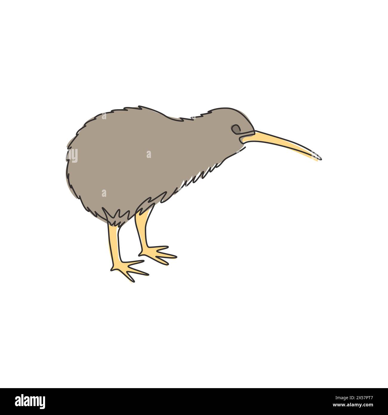 One continuous line drawing of little kiwi bird for city zoo identity ...