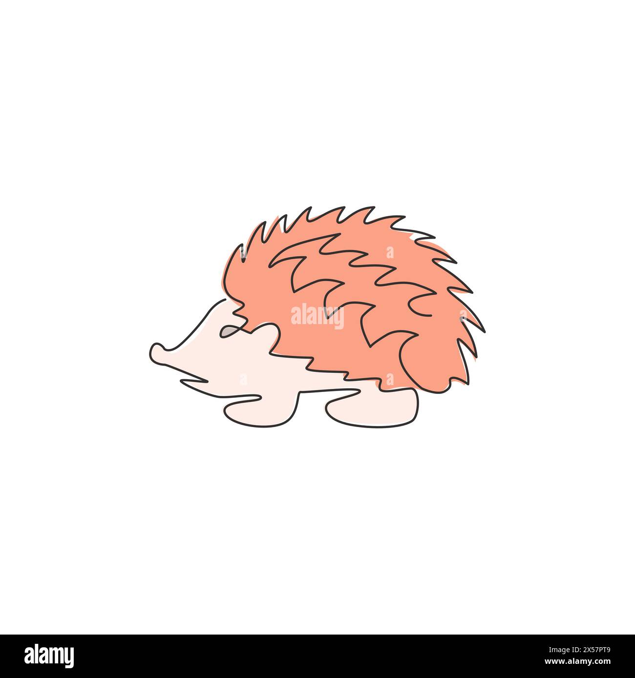Single continuous line drawing of cute little baby hedgehog for logo ...