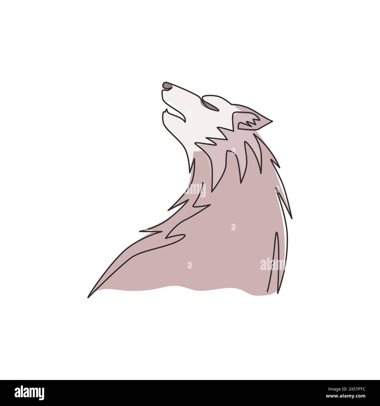 Single continuous line drawing of mysterious wolf head for e-sport team ...