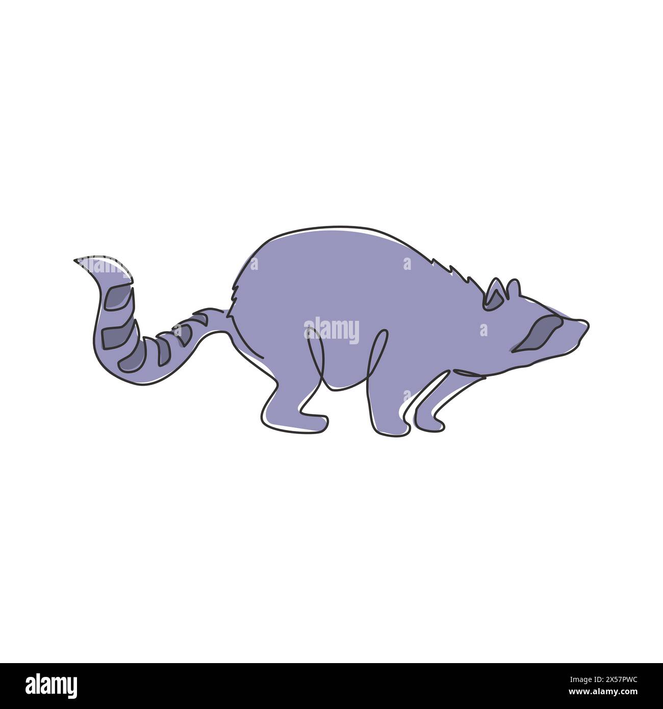 One single line drawing of lovely funny raccoon for logo identity. Cute ...