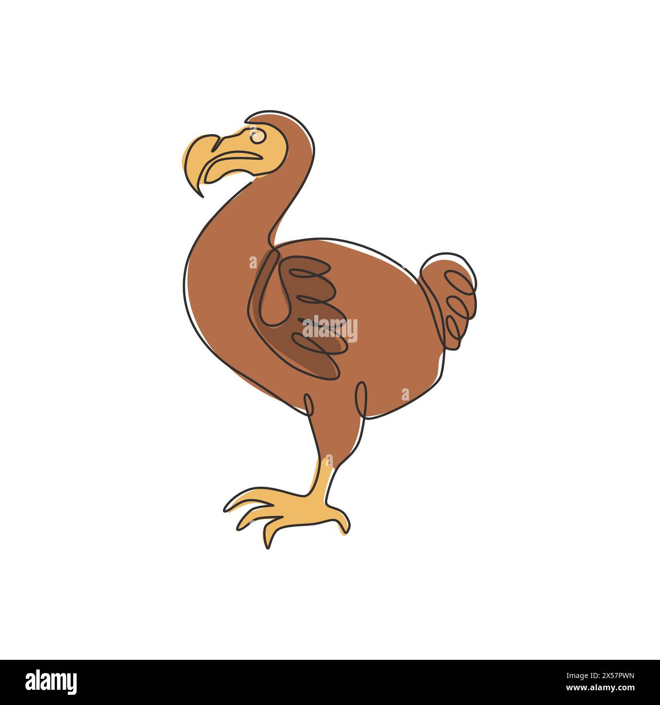 One single line drawing of adorable fun dodo bird for logo identity ...