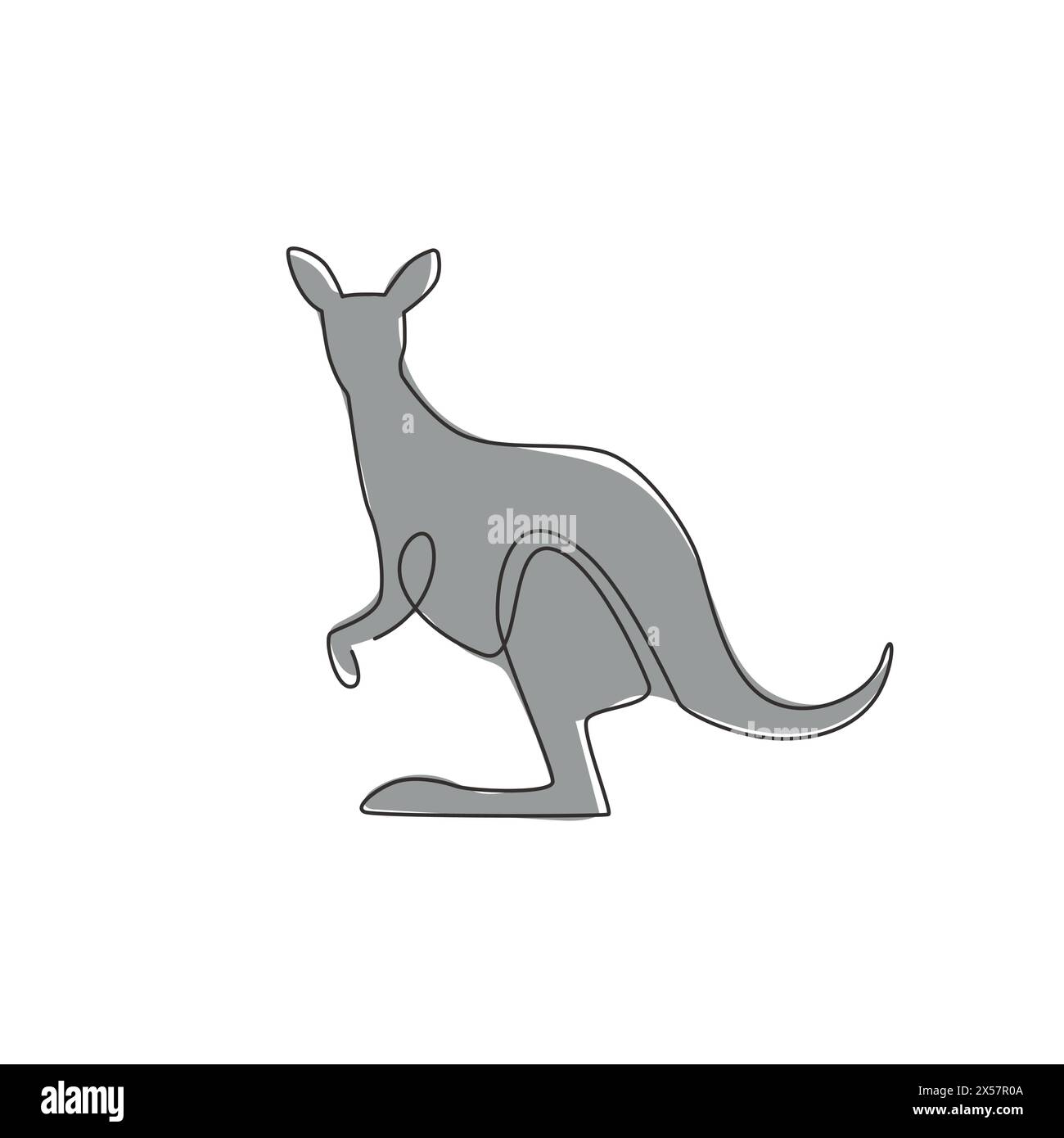 One continuous line drawing of funny standing kangaroo for national zoo logo identity. Animal ...