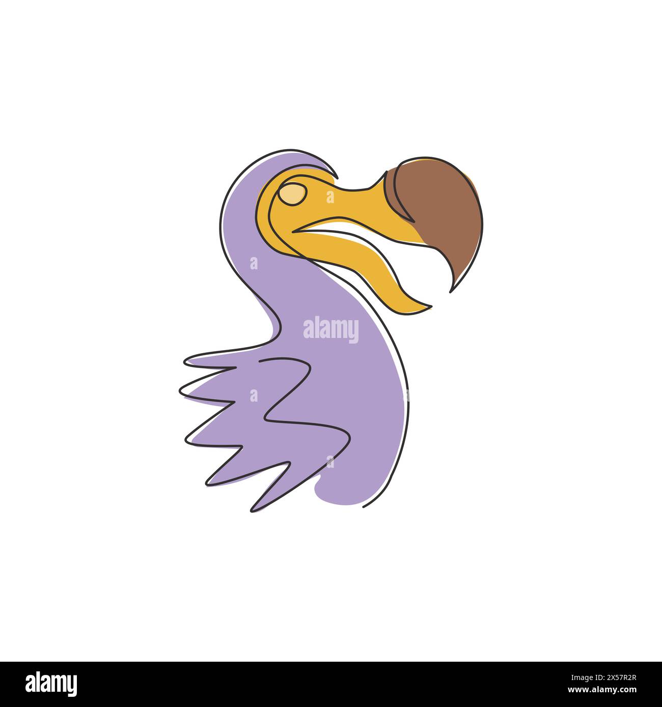 One continuous line drawing of cute adorable dodo bird head for logo ...