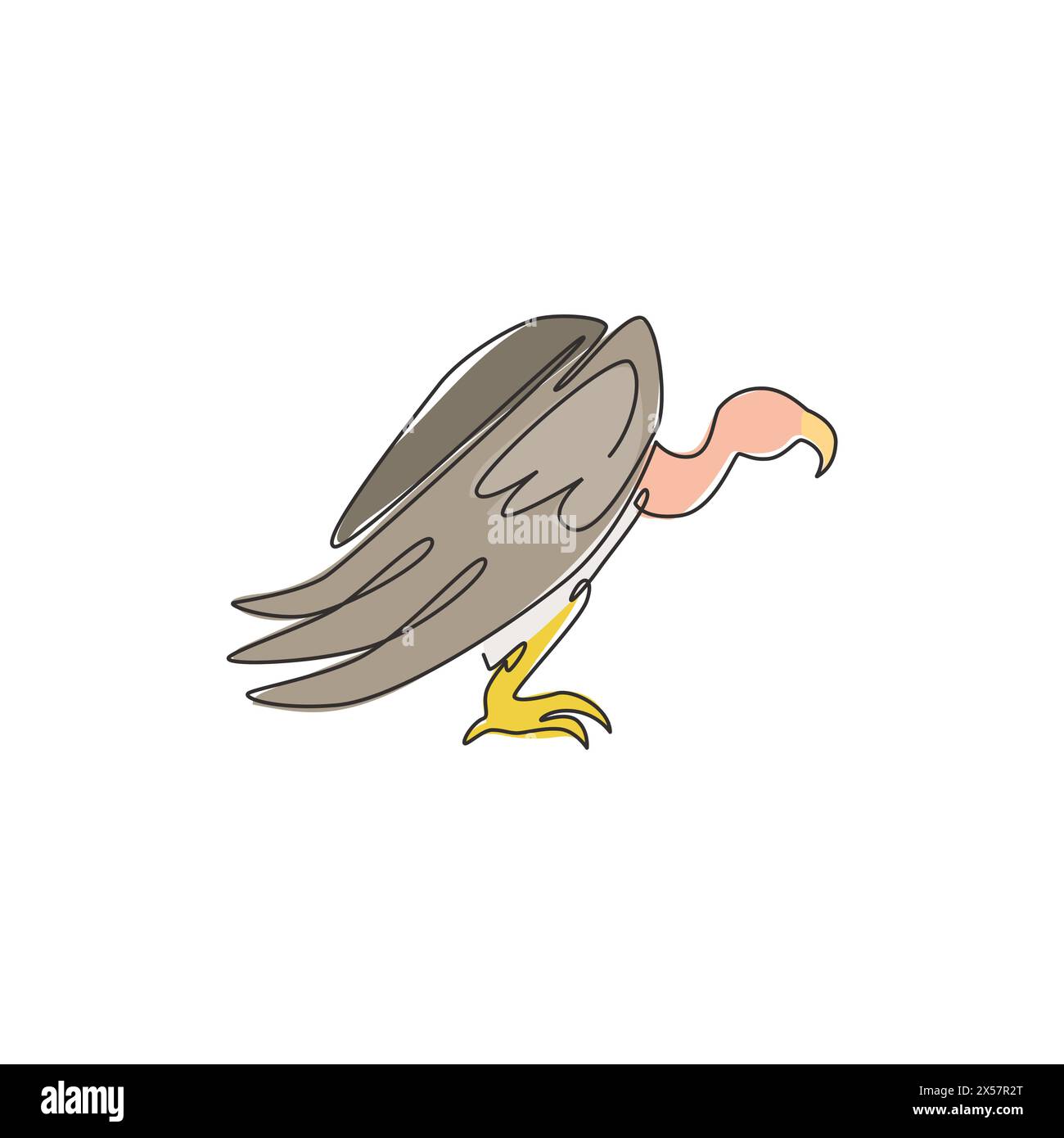 One continuous line drawing of scary vulture for foundation logo ...