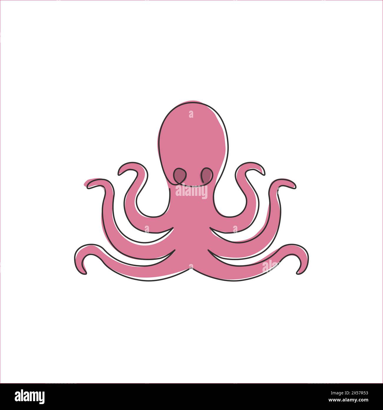 One continuous line drawing of mysterious octopus for seafood ...