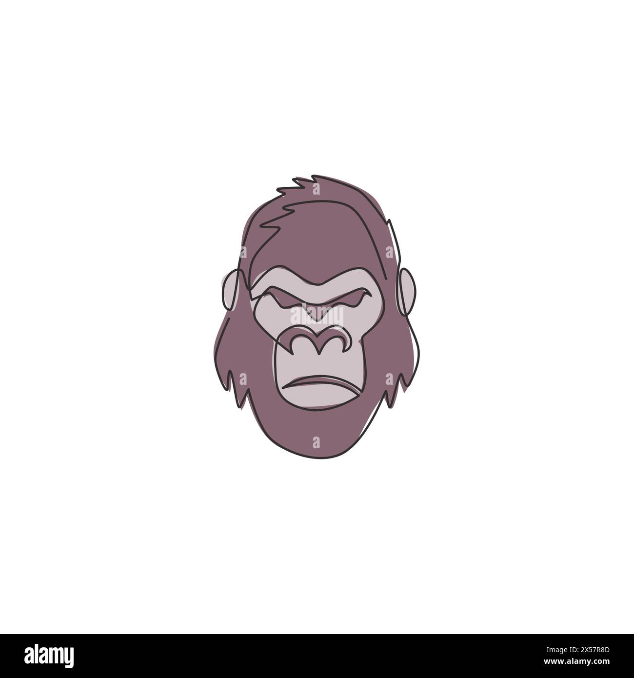 One single line drawing of gorilla head for company business logo ...
