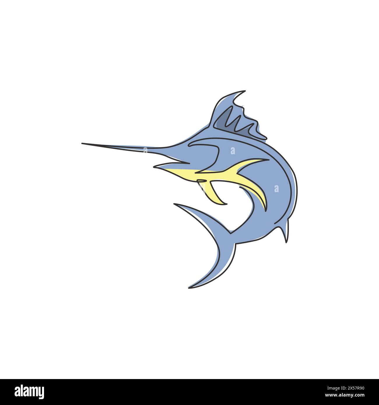 One continuous line drawing of big wild marlin for marine company logo ...