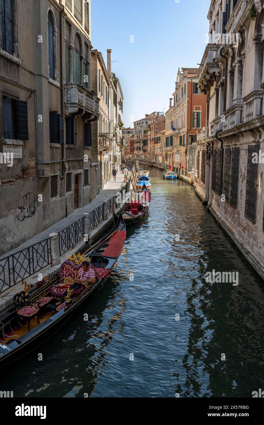 Gondola in a small canal, Venice, Veneto, Italy Stock Photo - Alamy