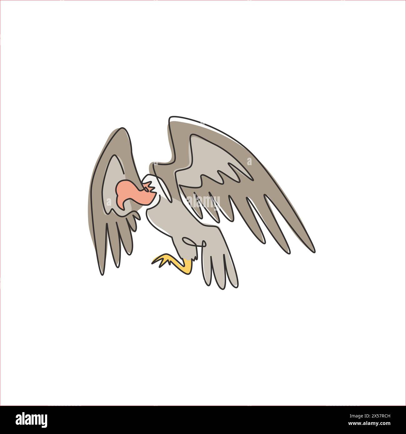 One continuous line drawing of scary vulture for foundation logo ...