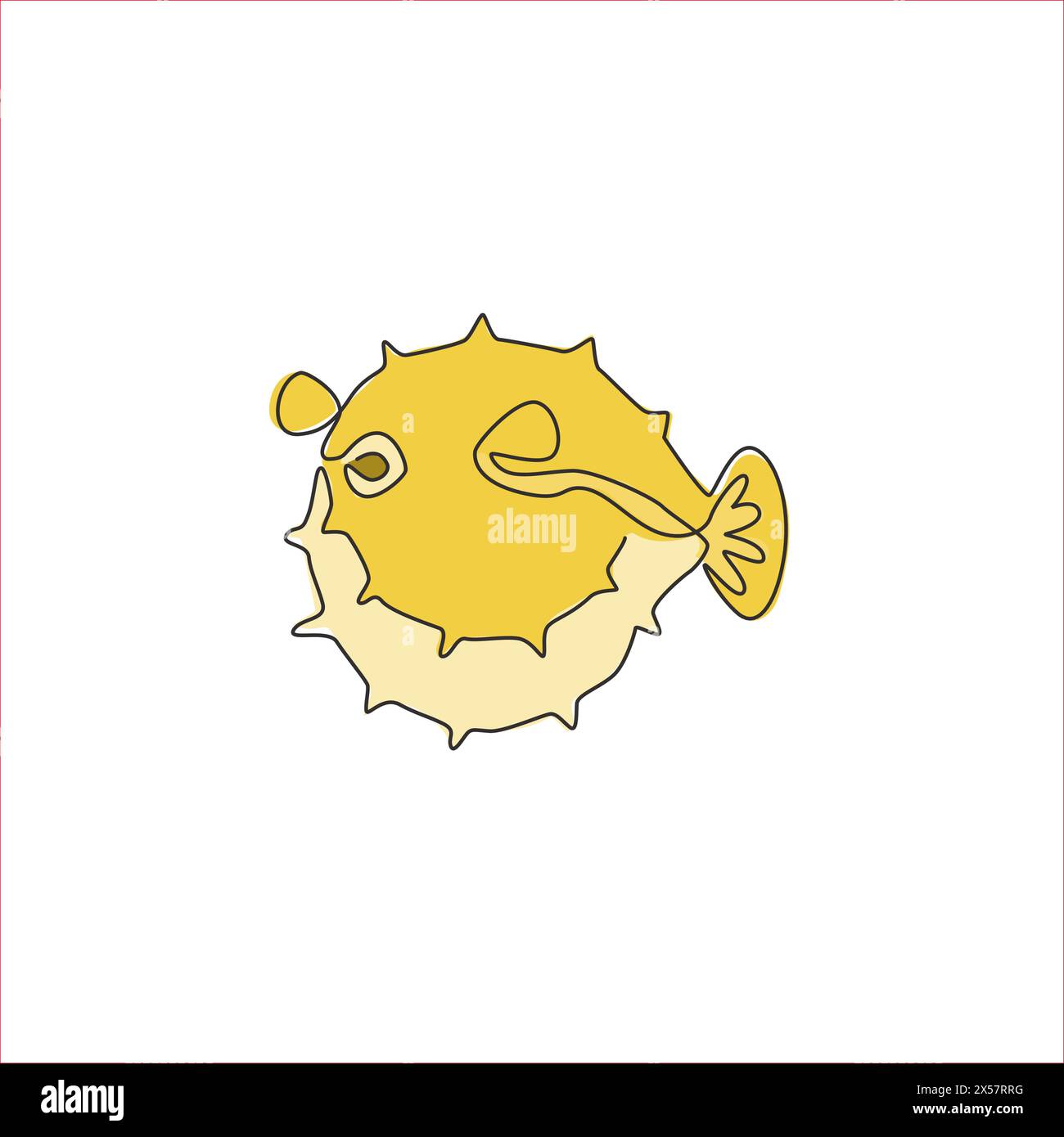 One single line drawing of beauty pufferfish for aquatic company logo ...