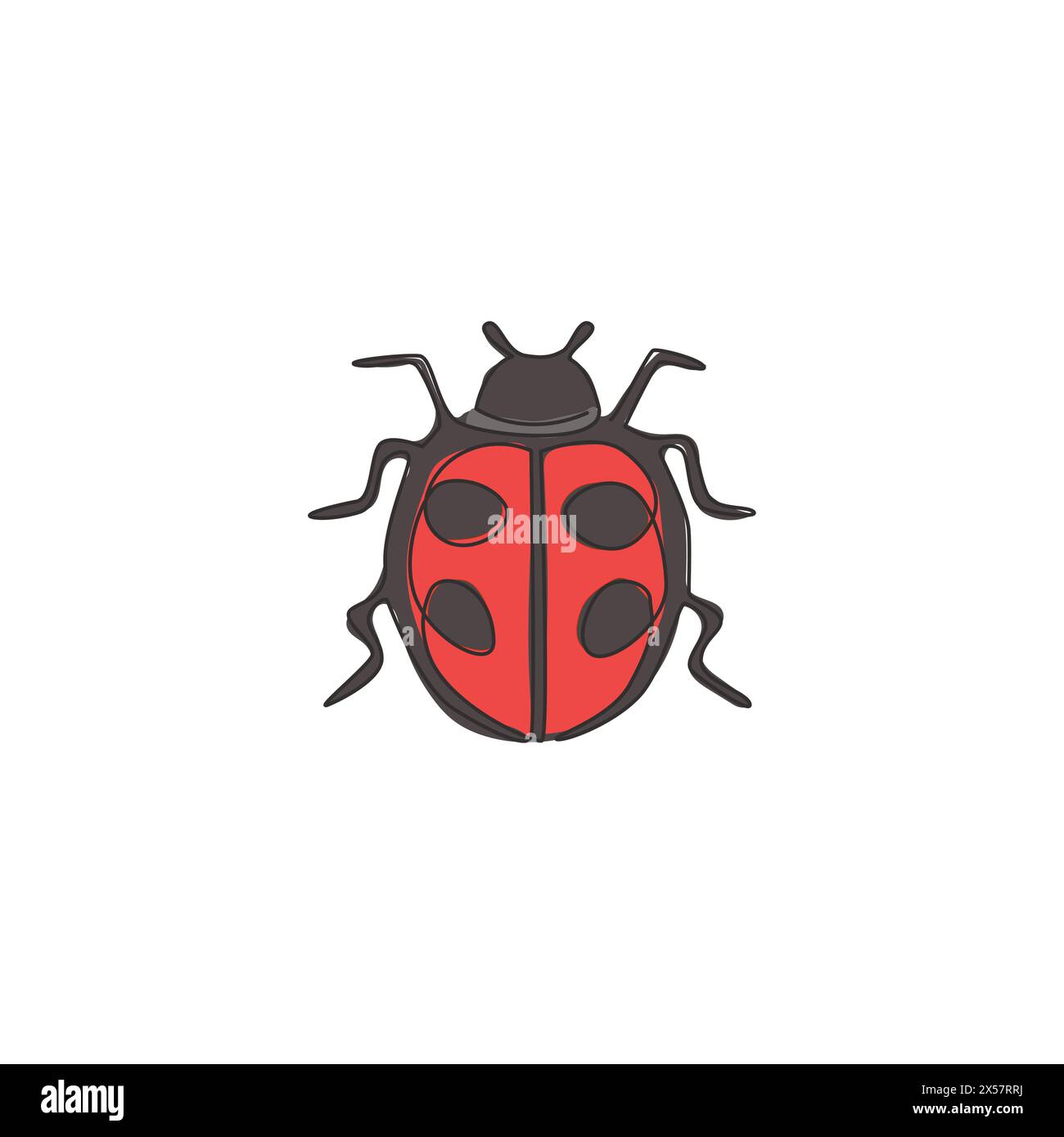 Single continuous line drawing of adorable ladybug for company logo ...
