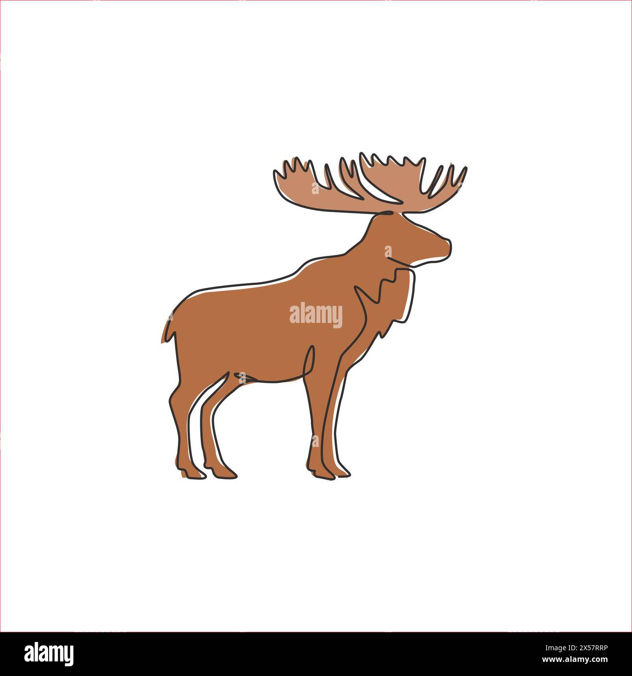 One single line drawing of big moose for logo identity. Mammal animal ...