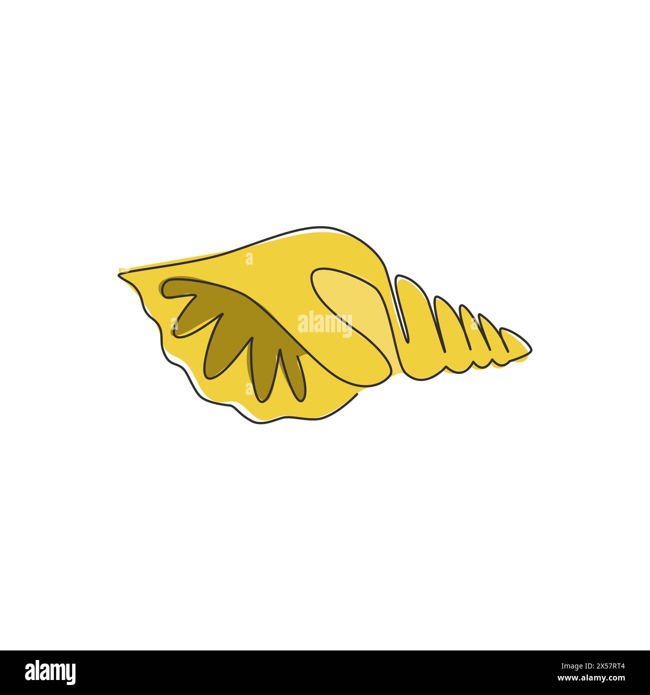 One continuous line drawing of cute sea snail shell for marine logo ...