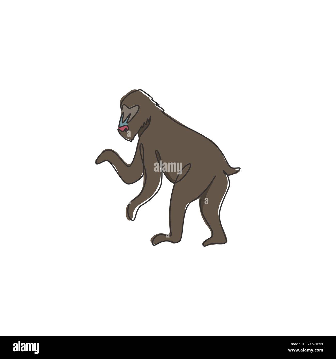 One continuous line drawing of cute mandrill for company logo identity ...