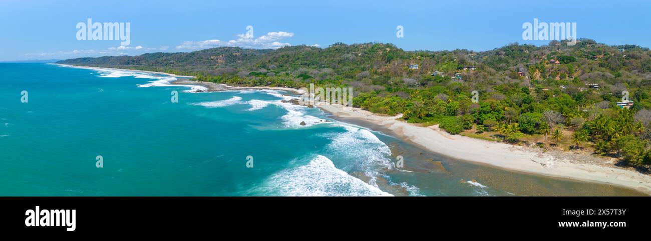 Aerial view, rainforest, sandy beach and coast with waves, Playa ...
