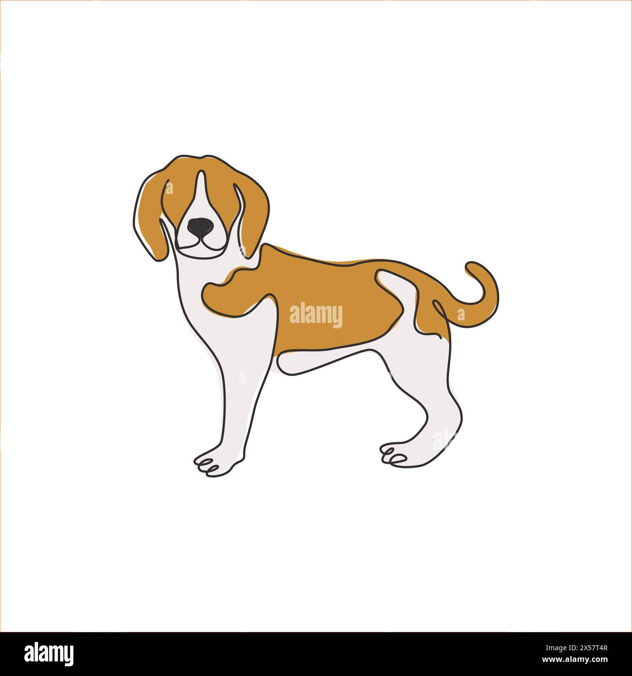 One continuous line drawing of funny beagle dog for company logo ...