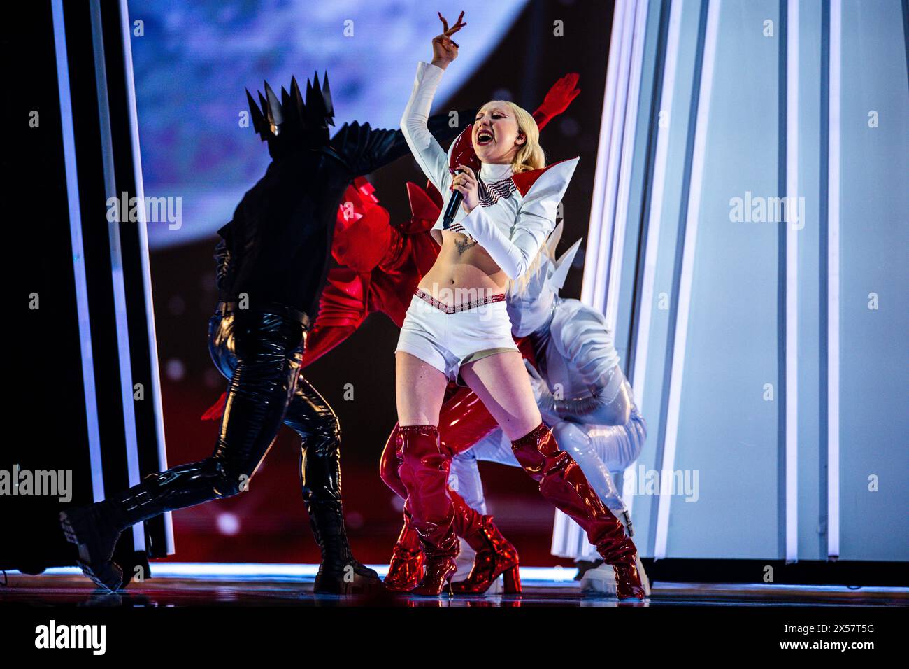 08 May 2024, Sweden, Malmö: Luna from Poland with the song "The Tower ...