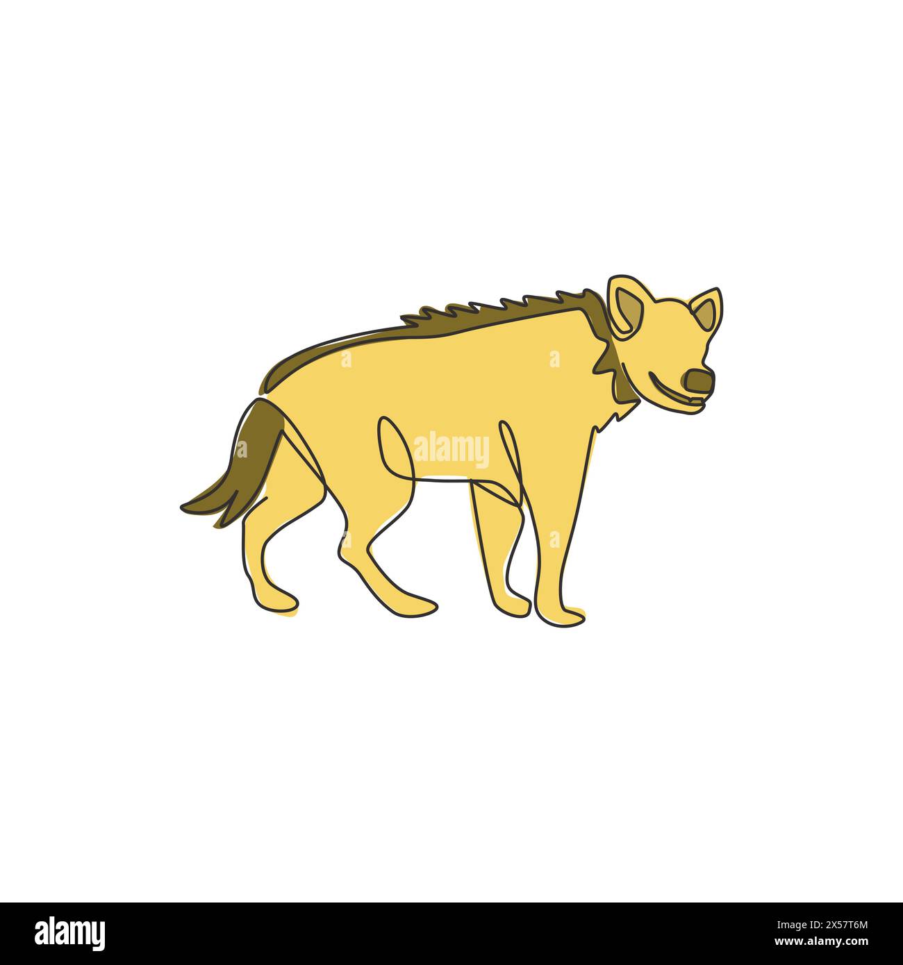 One single line drawing of scary spotted hyena for company logo ...