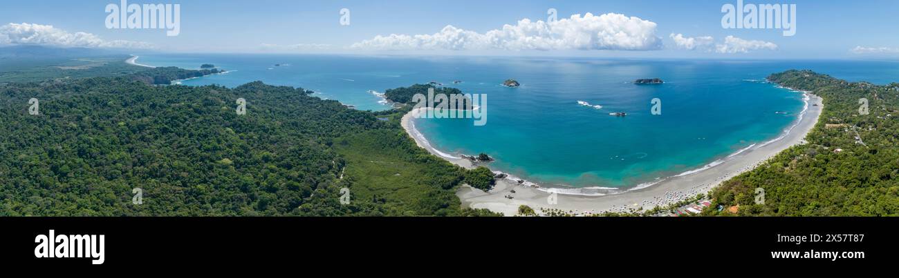 Aerial view, coast and rainforest, Corrohoe Bay and Playa Espadilla ...