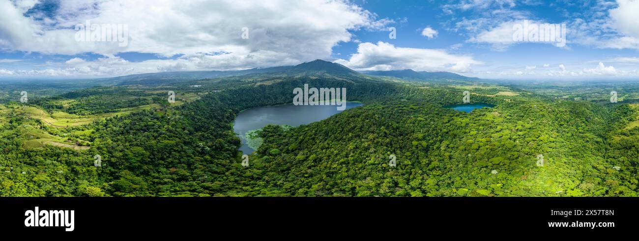 Aerial view, panorama, lake and rainforest, Laguna Hule, Alajuela ...