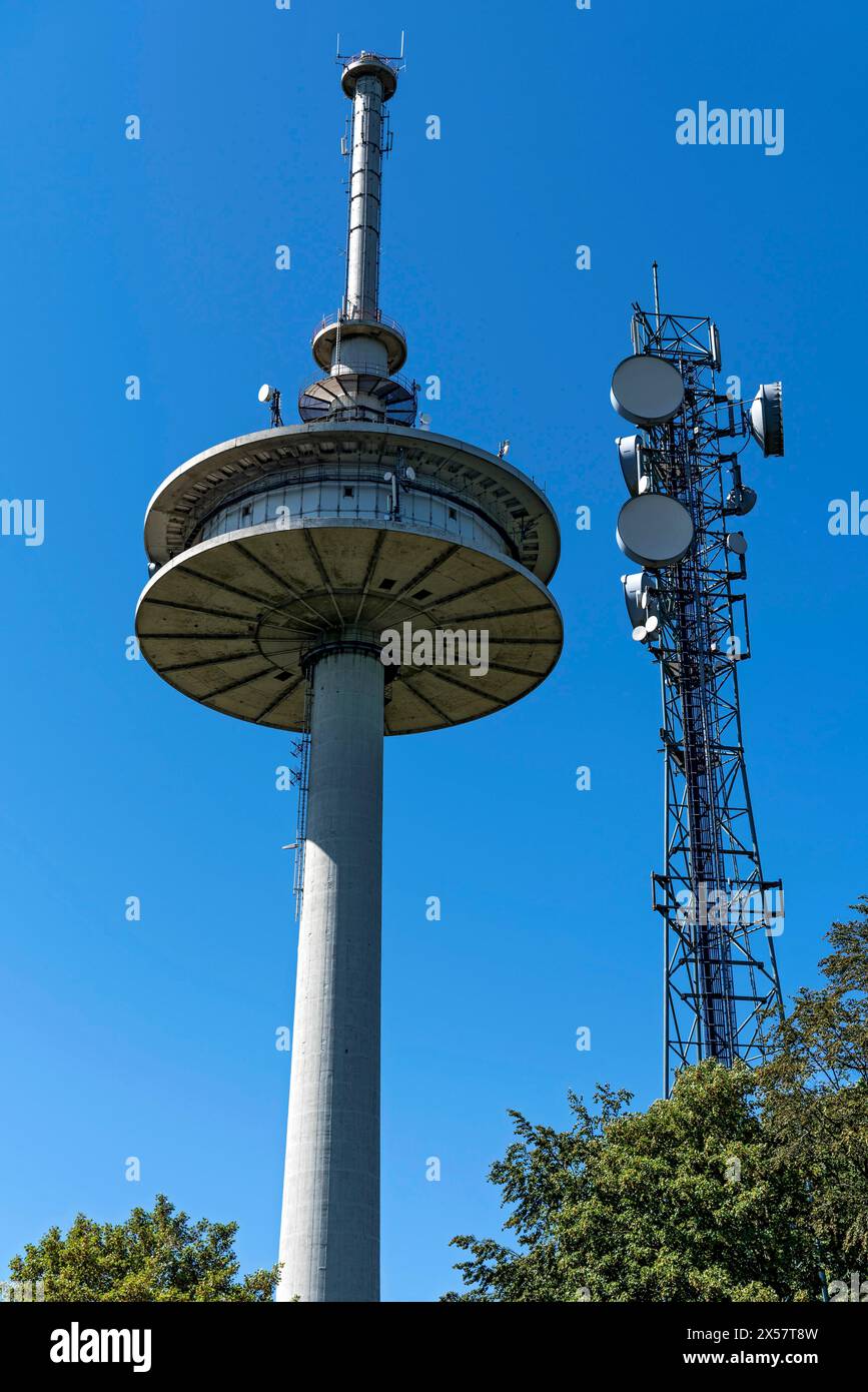 Transmission mast with antennas, telecommunications tower of Deutsche ...