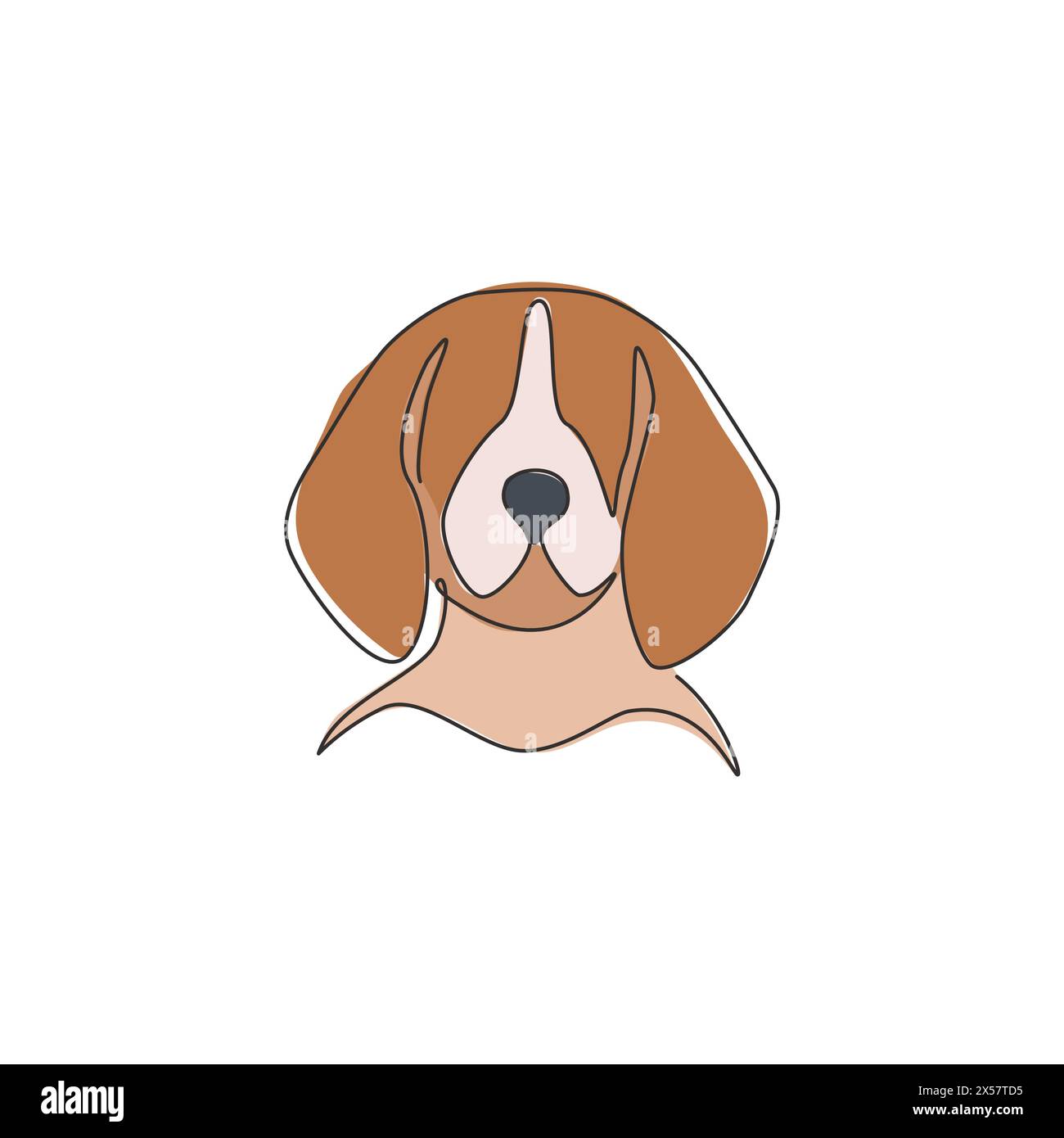 Single continuous line drawing of adorable beagle dog head for company ...